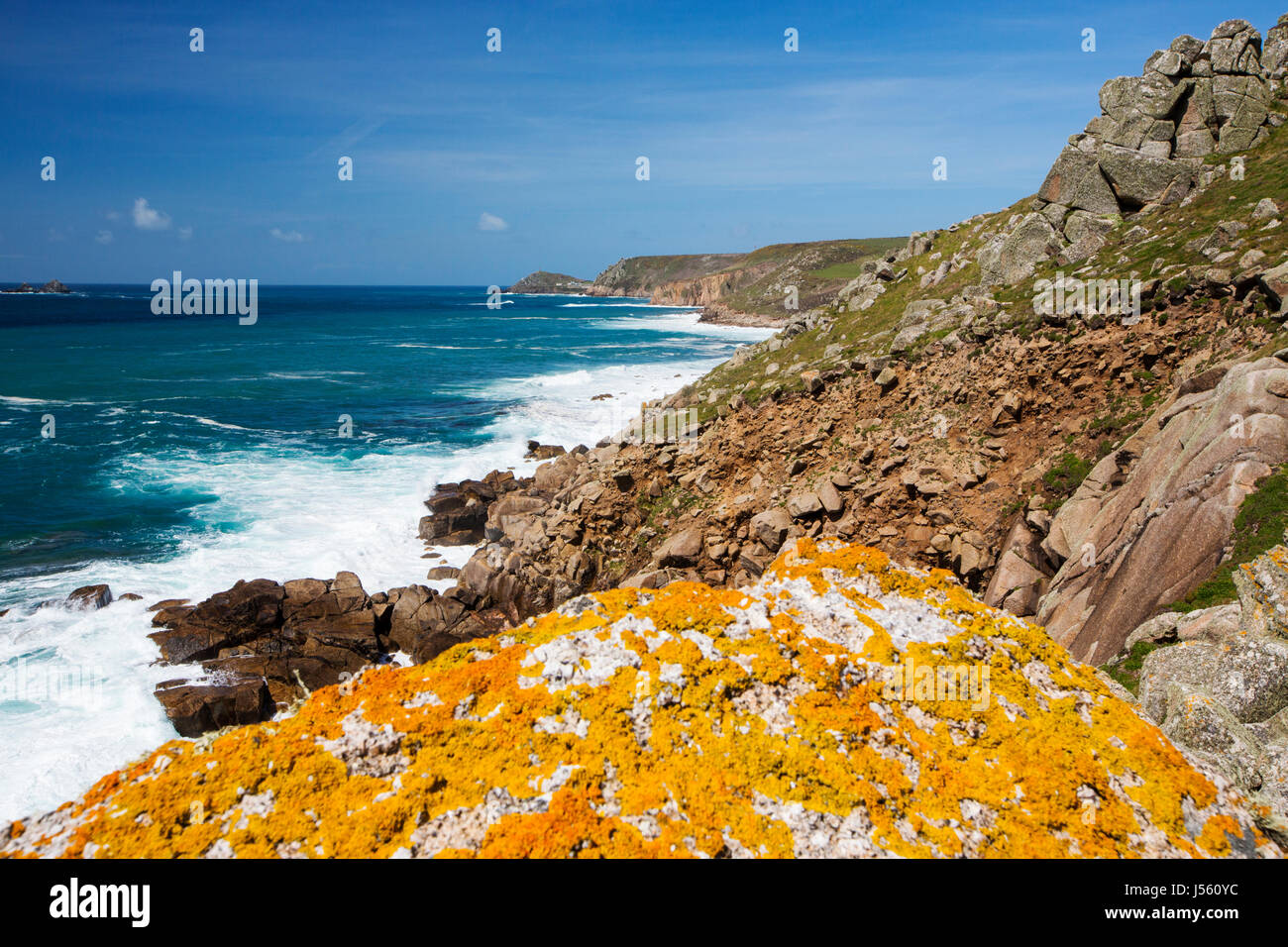 Cornish coastal scenery between St Just and Sennen, Cornwall, UK Stock ...