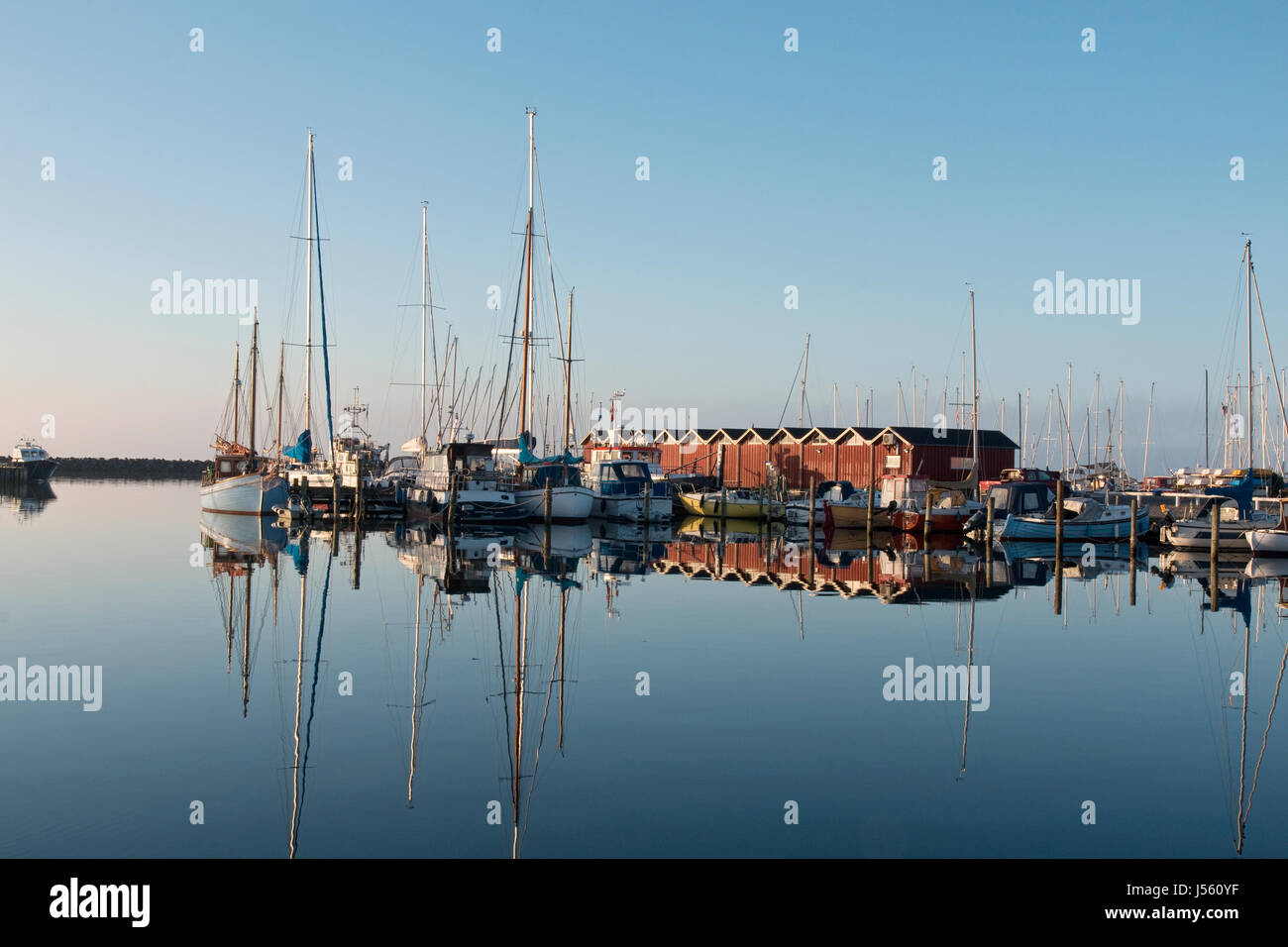 Morning in the small harbour at Hou, Denmark Stock Photo - Alamy