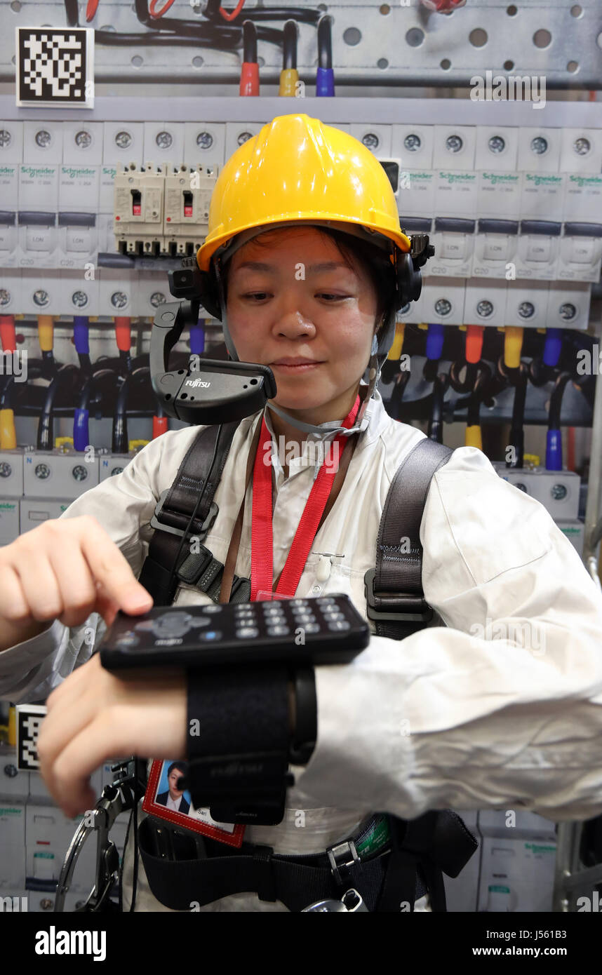 Tokyo, Japan. 16th May, 2017. Japan's computer giant Fujitsu employee ...