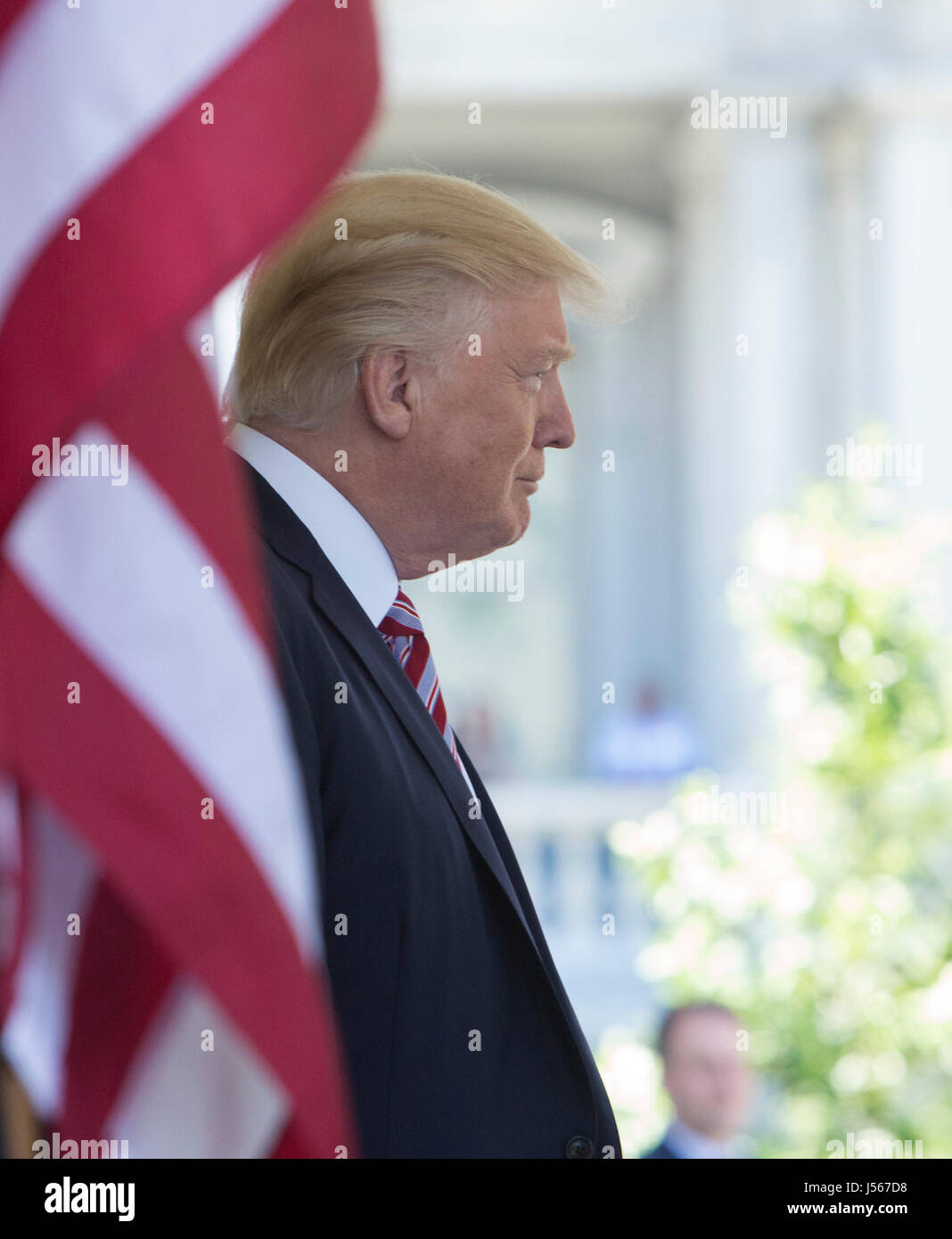 United States President Donald J. Trump waits to welcome President ...