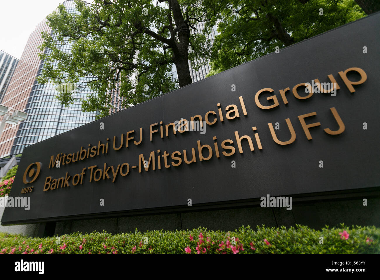 Tokyo, Japan. 17th May, 2017. A signboard of Bank of Tokyo-Mitsubishi ...