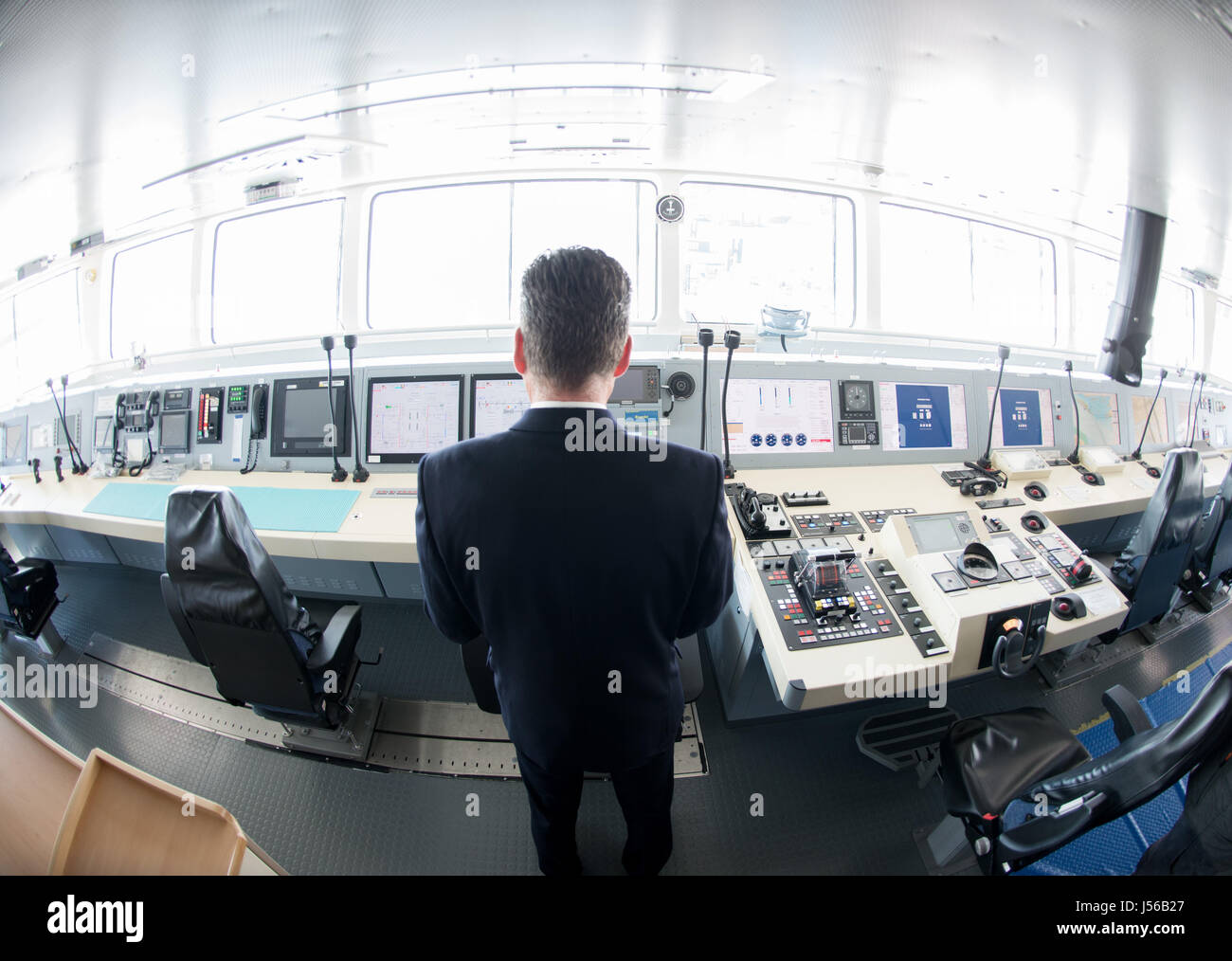 Hamburg, Germany. 11th May, 2017. A sailor on the bridge on the ...
