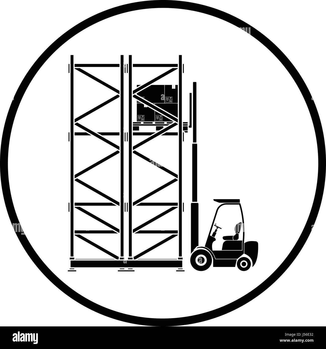 Warehouse forklift icon. Thin circle design. Vector illustration Stock ...