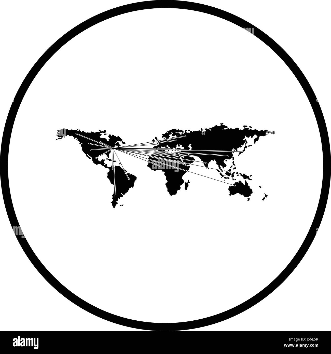 Map with directions to all part of the World. Thin circle design ...