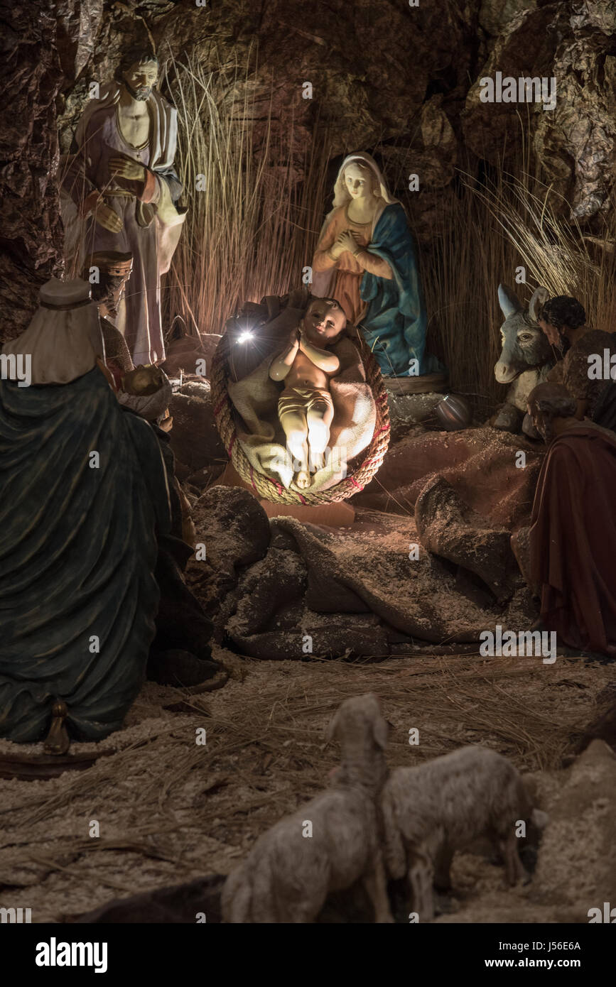 Christmas Mass and The birth of Jesus (Nativity) display. At the ...