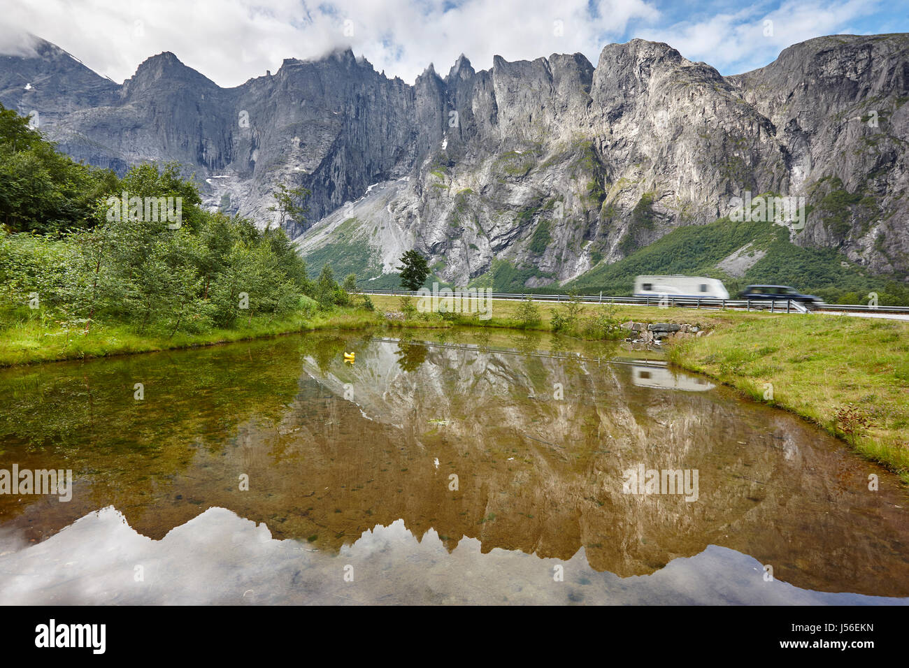 Norway landscape. Troll wall massif mountain Trollveggen. Romsdalen ...