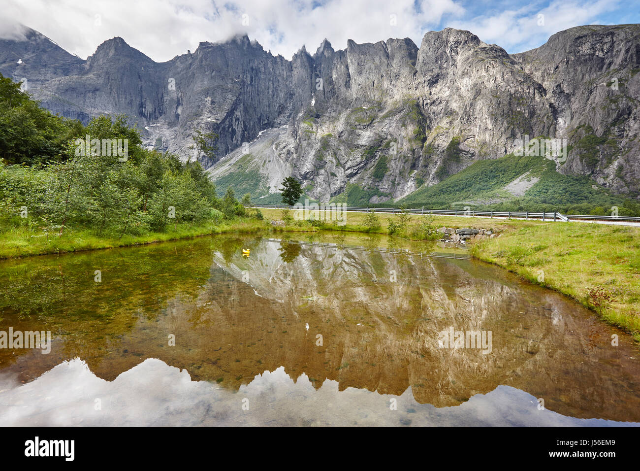 Norway landscape. Troll wall massif mountain Trollveggen. Romsdalen ...