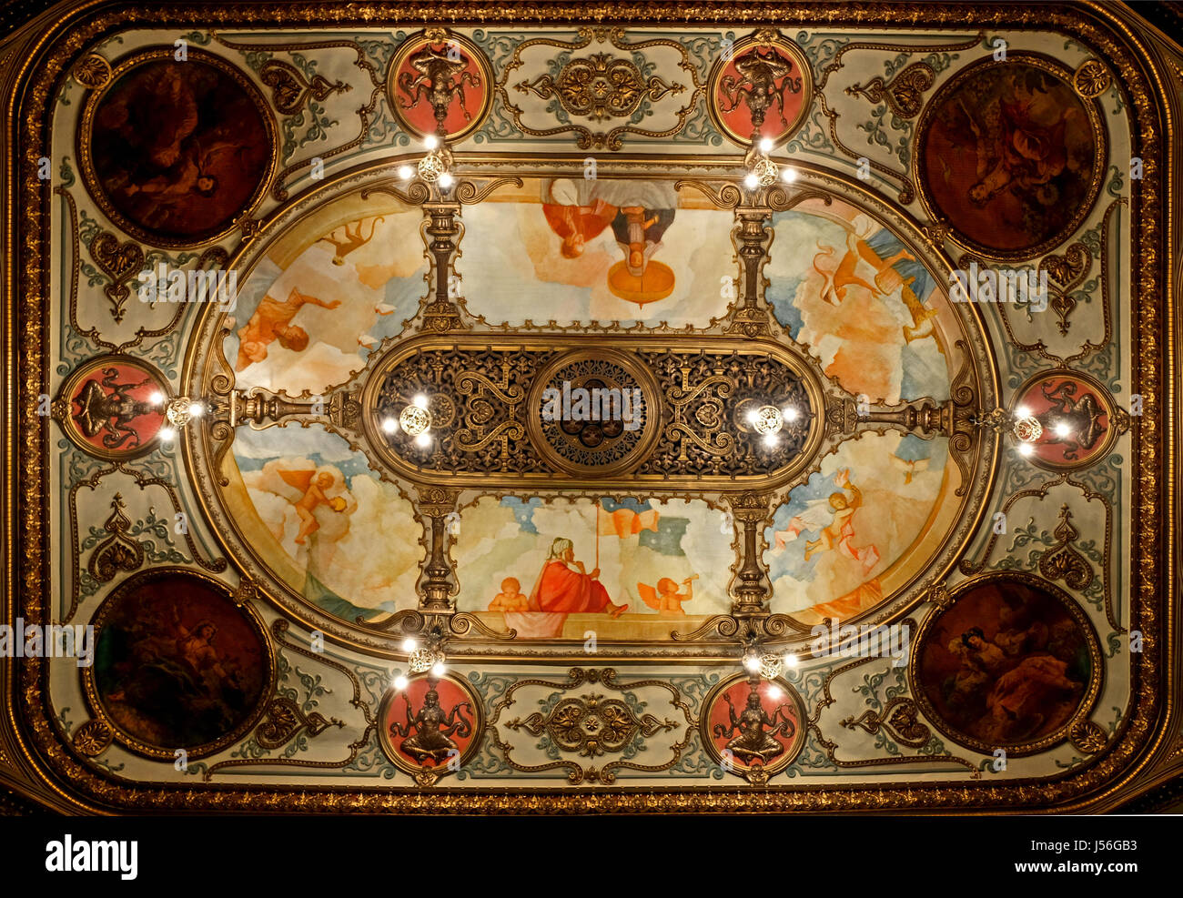 Ceiling of Belfast Grand Opera House, designed by Frank Matcham Stock ...