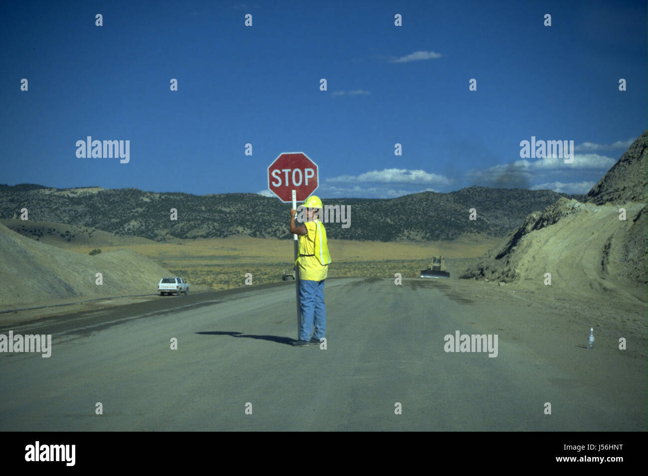 traffic transportation usa construction worker roadman street road stop ...
