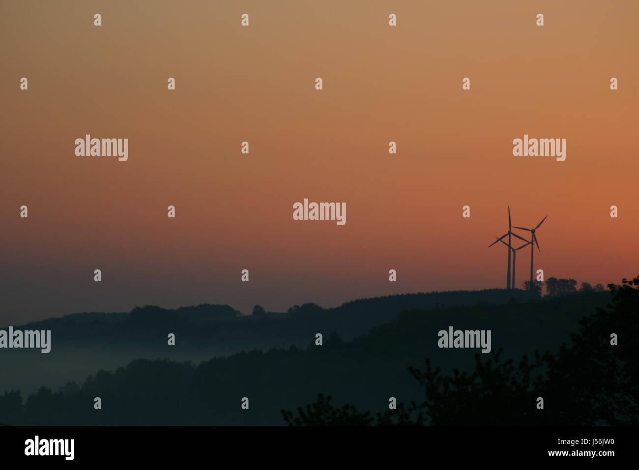 fog wind engine orange scenery countryside nature pinwheels red forest ...