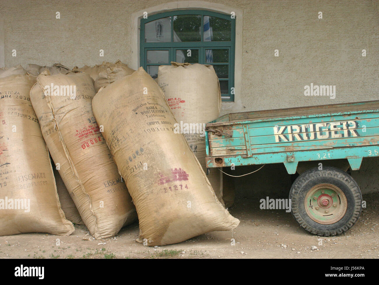 fodder agriculture farming summer summerly load barn bag put down goods ...