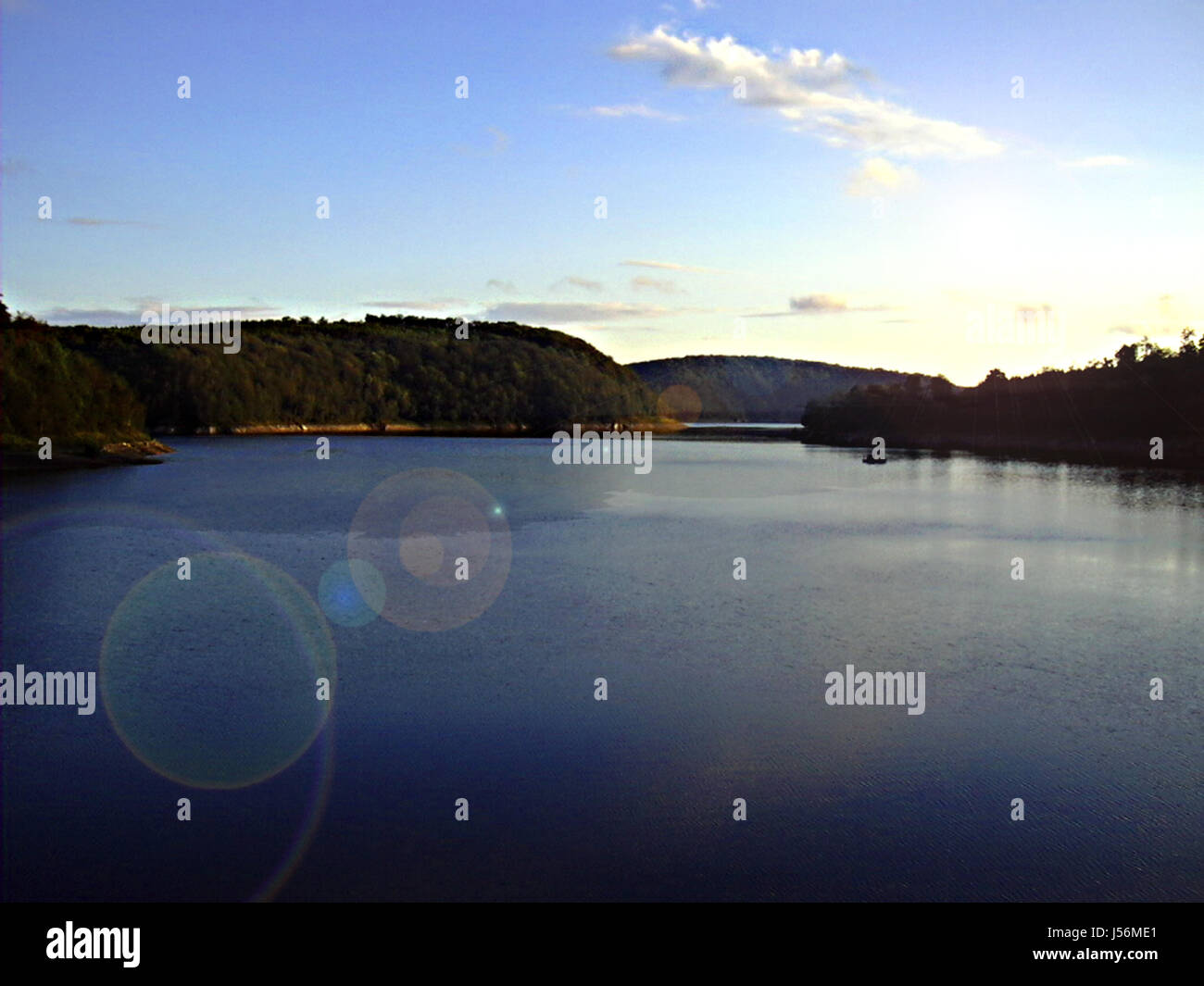 sunset at the dam Stock Photo - Alamy