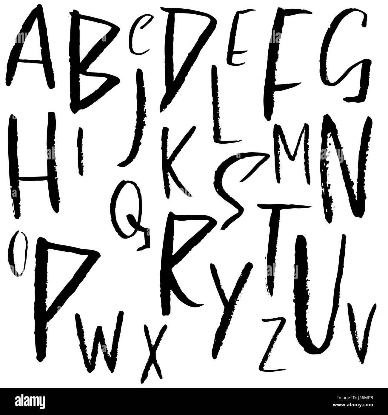 Hand drawn dry brush font. Modern brush lettering. Grunge style ...