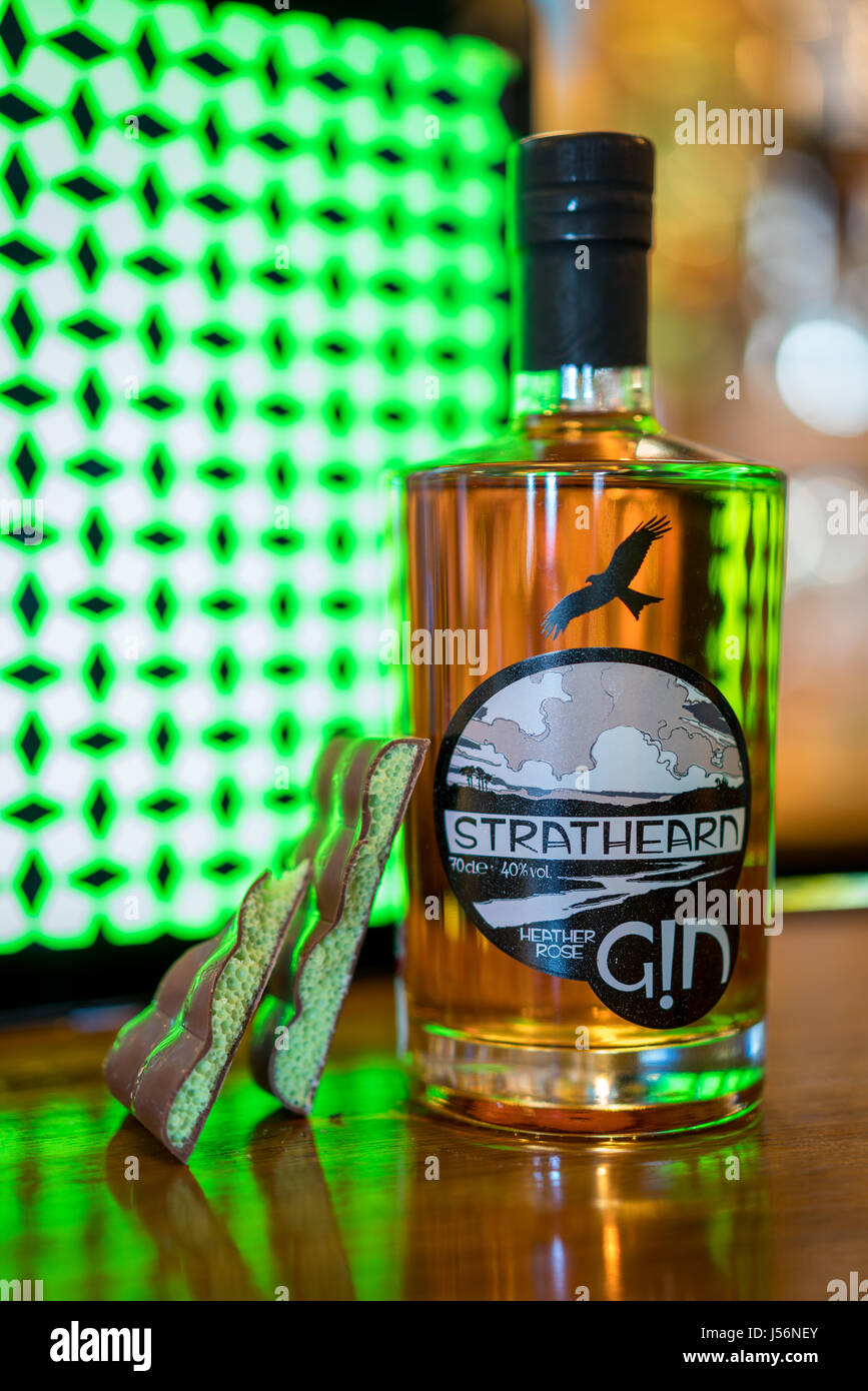 Gin from a distillery on the New Scottish Gin Trail. On the bar at The ...