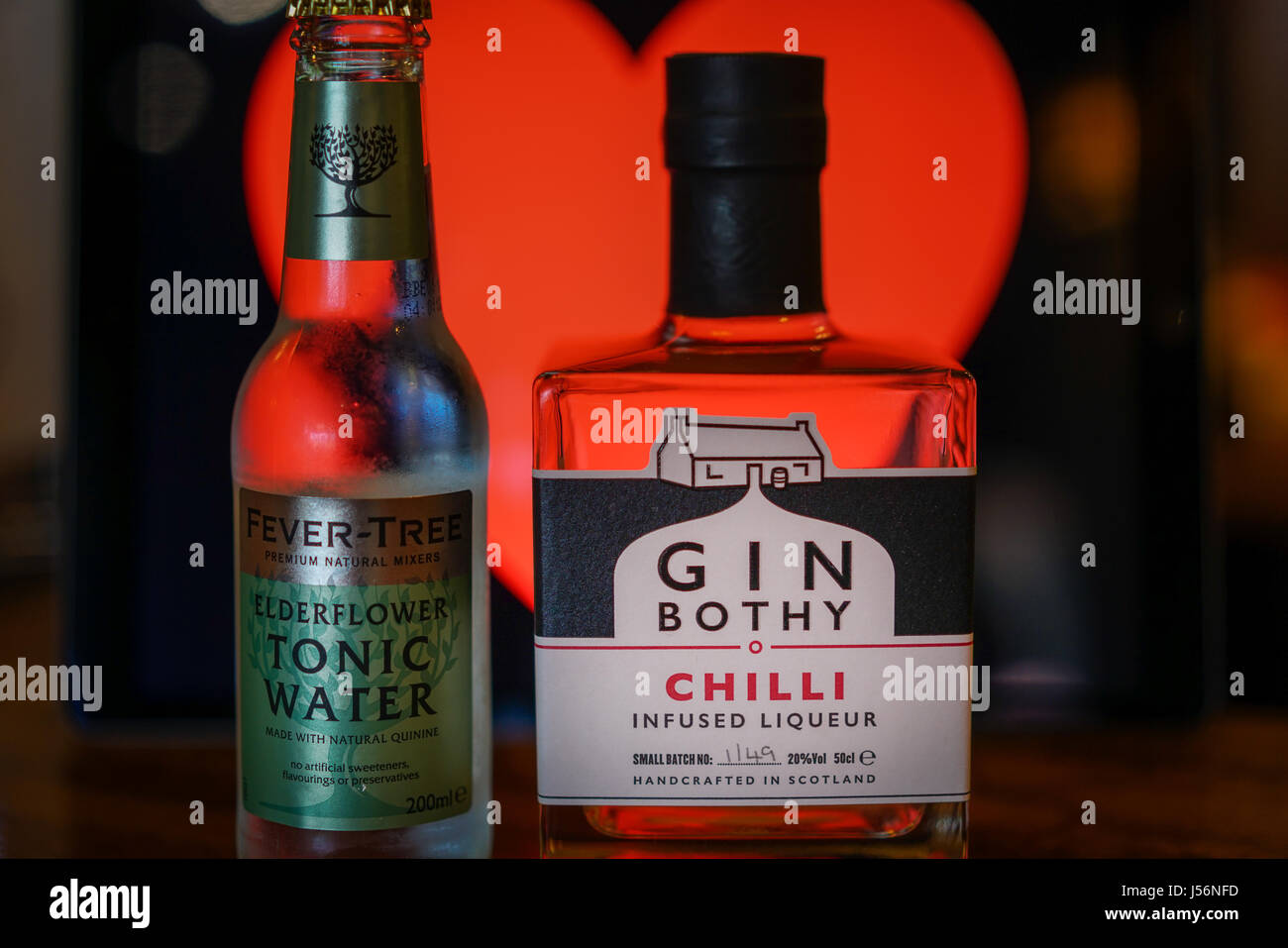 Gin from a distillery on the New Scottish Gin Trail. On the bar at The ...