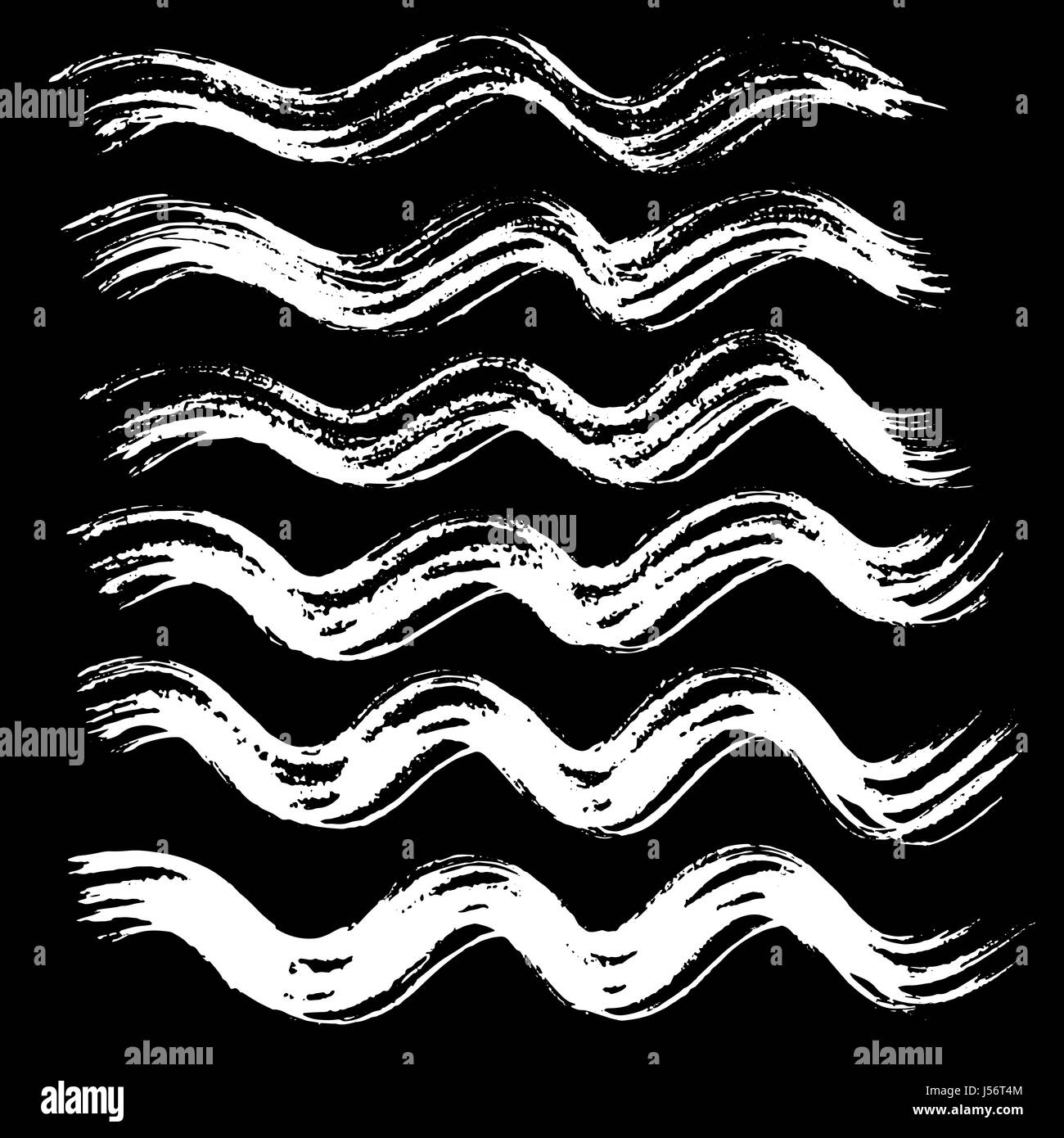 Ink vector brush wave strokes set. Vector illustration. Grunge hand ...