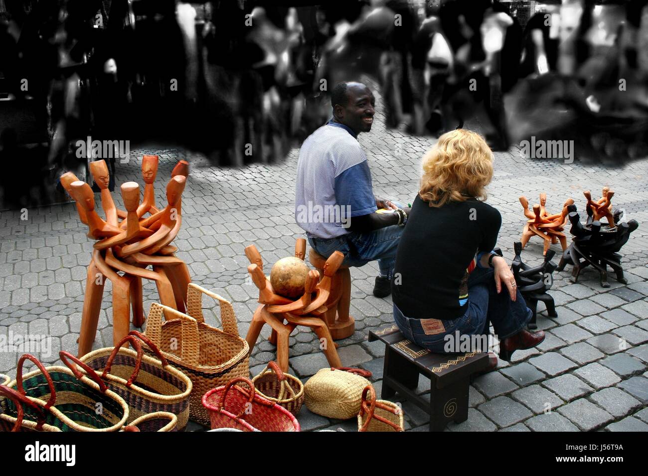 woman conversation stool laugh laughs laughing twit giggle smile ...