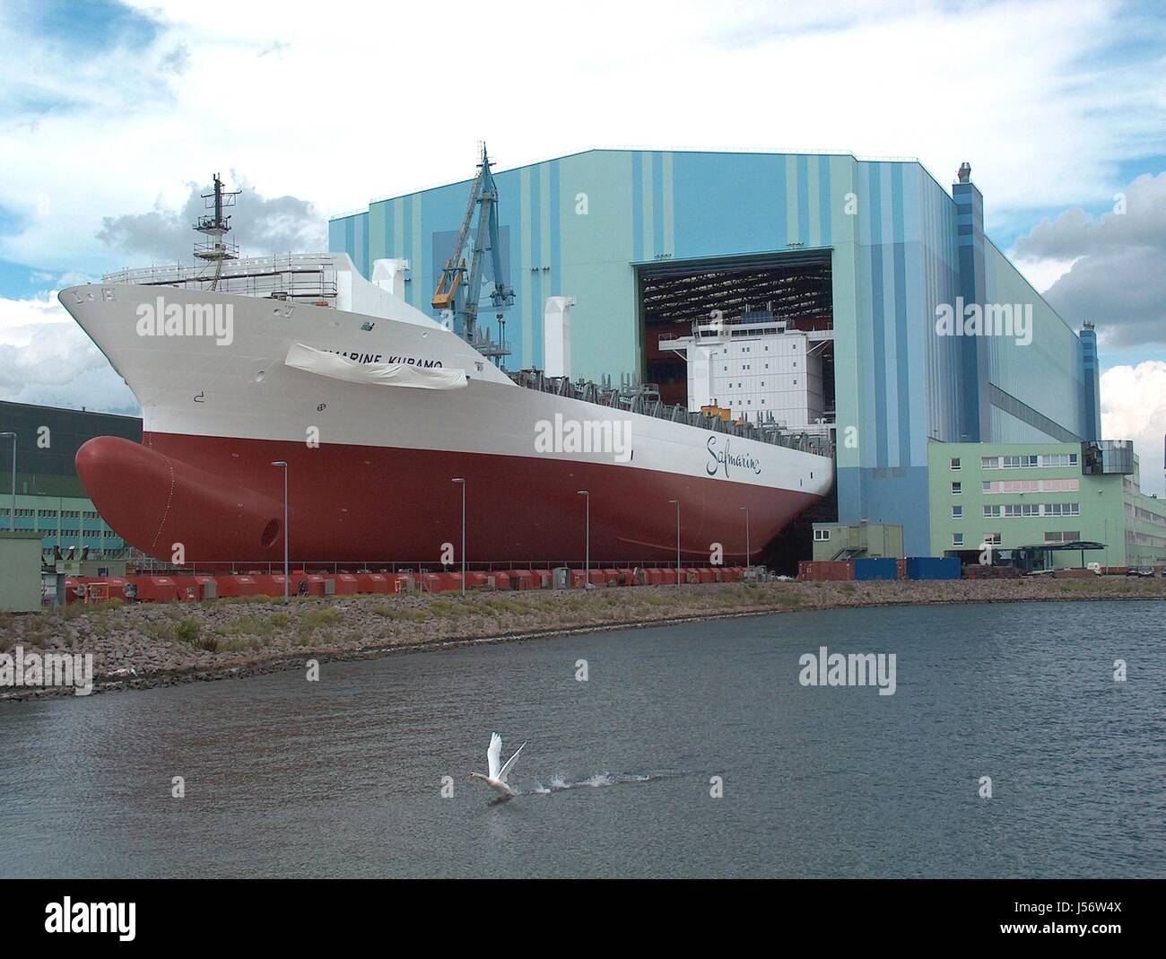container ship dockyard swan blank european caucasian assembly hangar ...