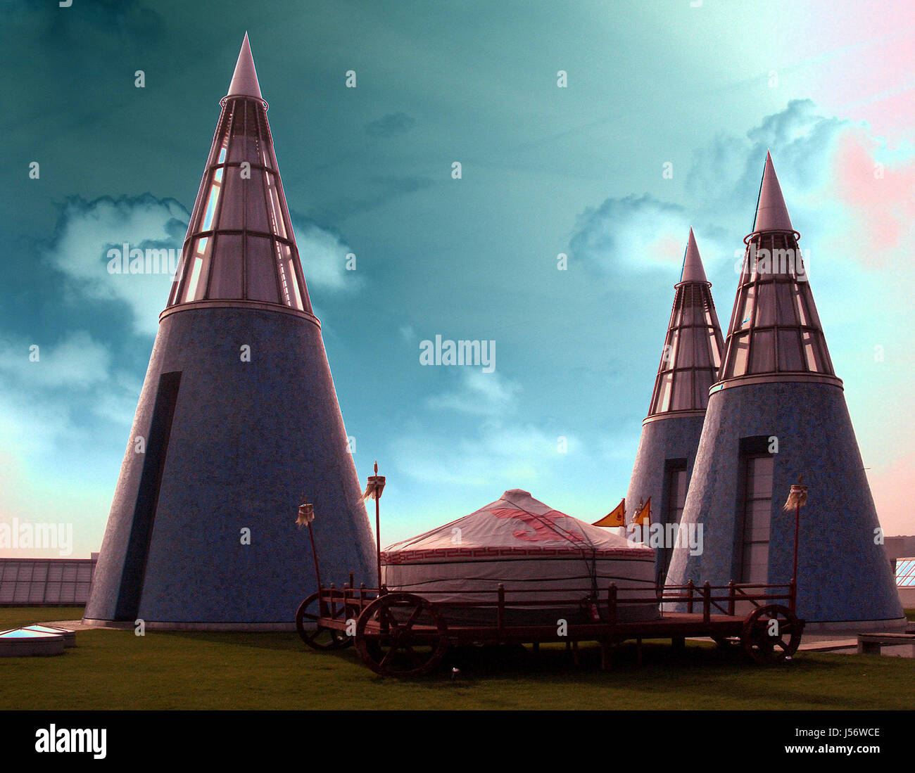 blue tower window porthole dormer window pane fantasy exposition ...