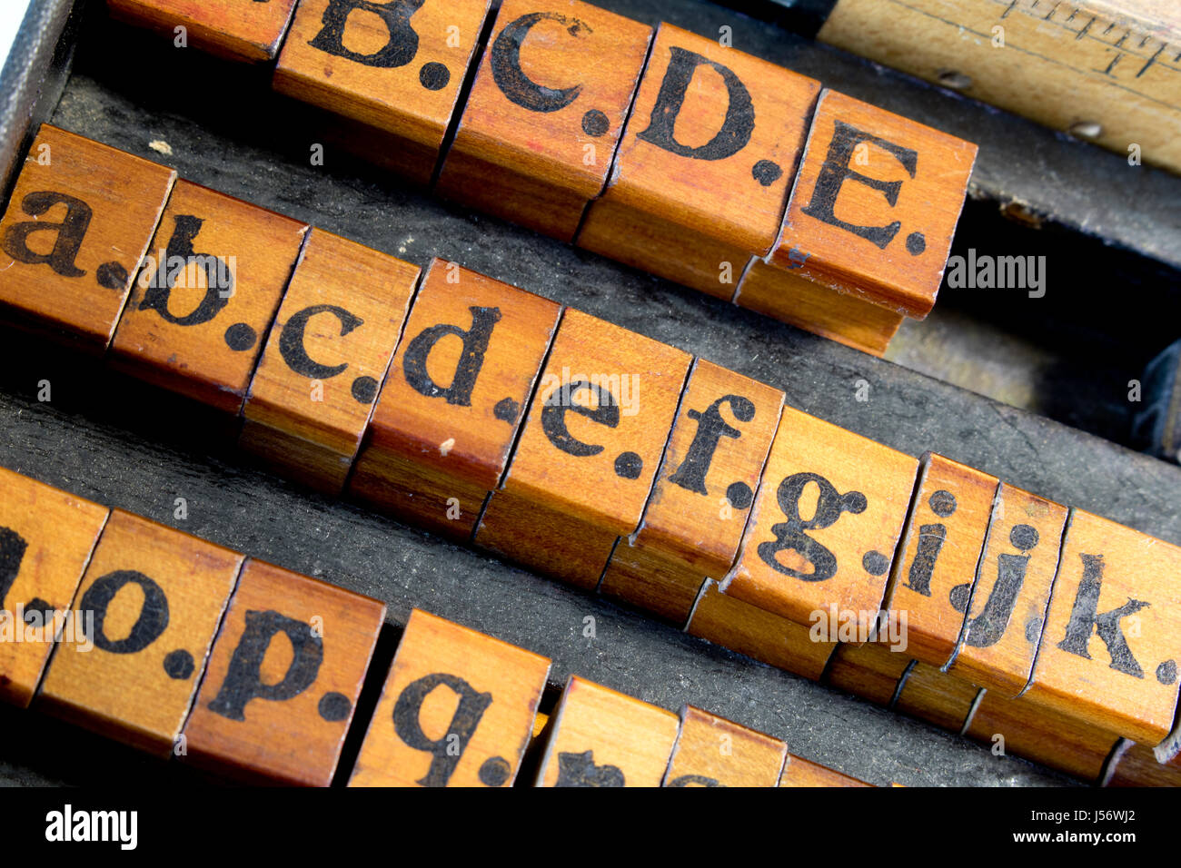 Vintage Alphabet Font Wooden Block Prints Stock Photo - Alamy