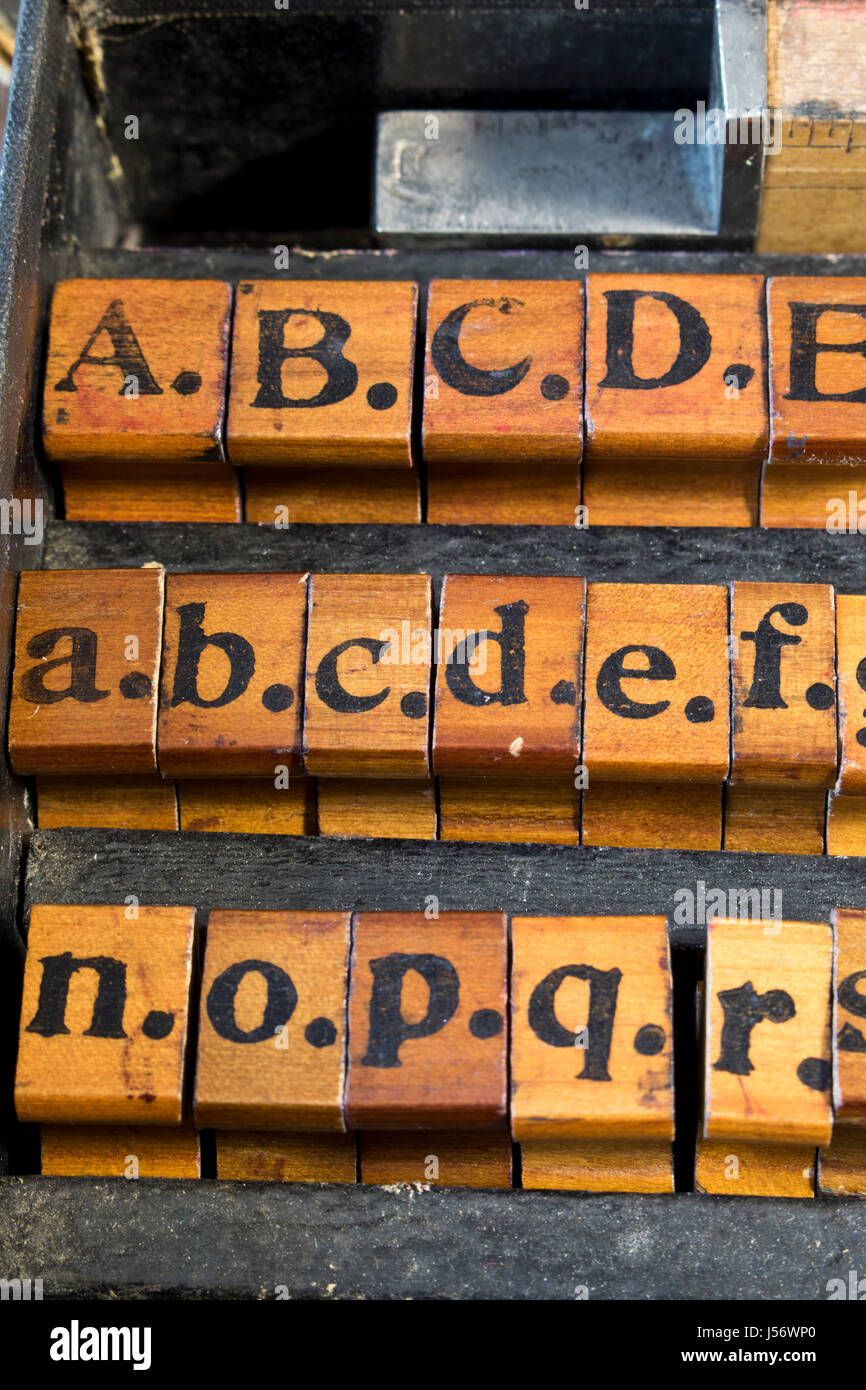 Vintage Alphabet Font Wooden Block Prints Stock Photo - Alamy