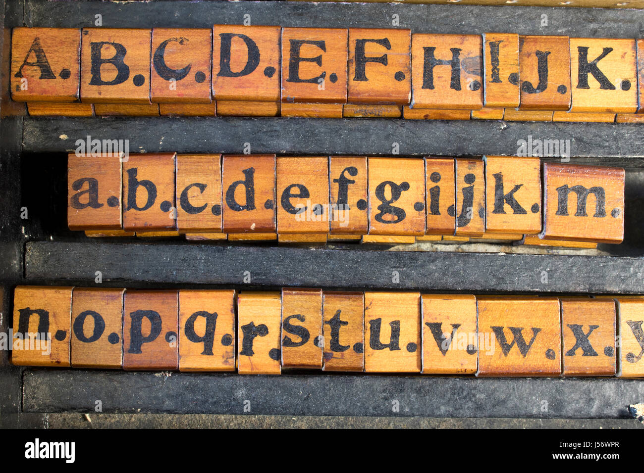 Vintage Alphabet Font Wooden Block Prints Stock Photo - Alamy