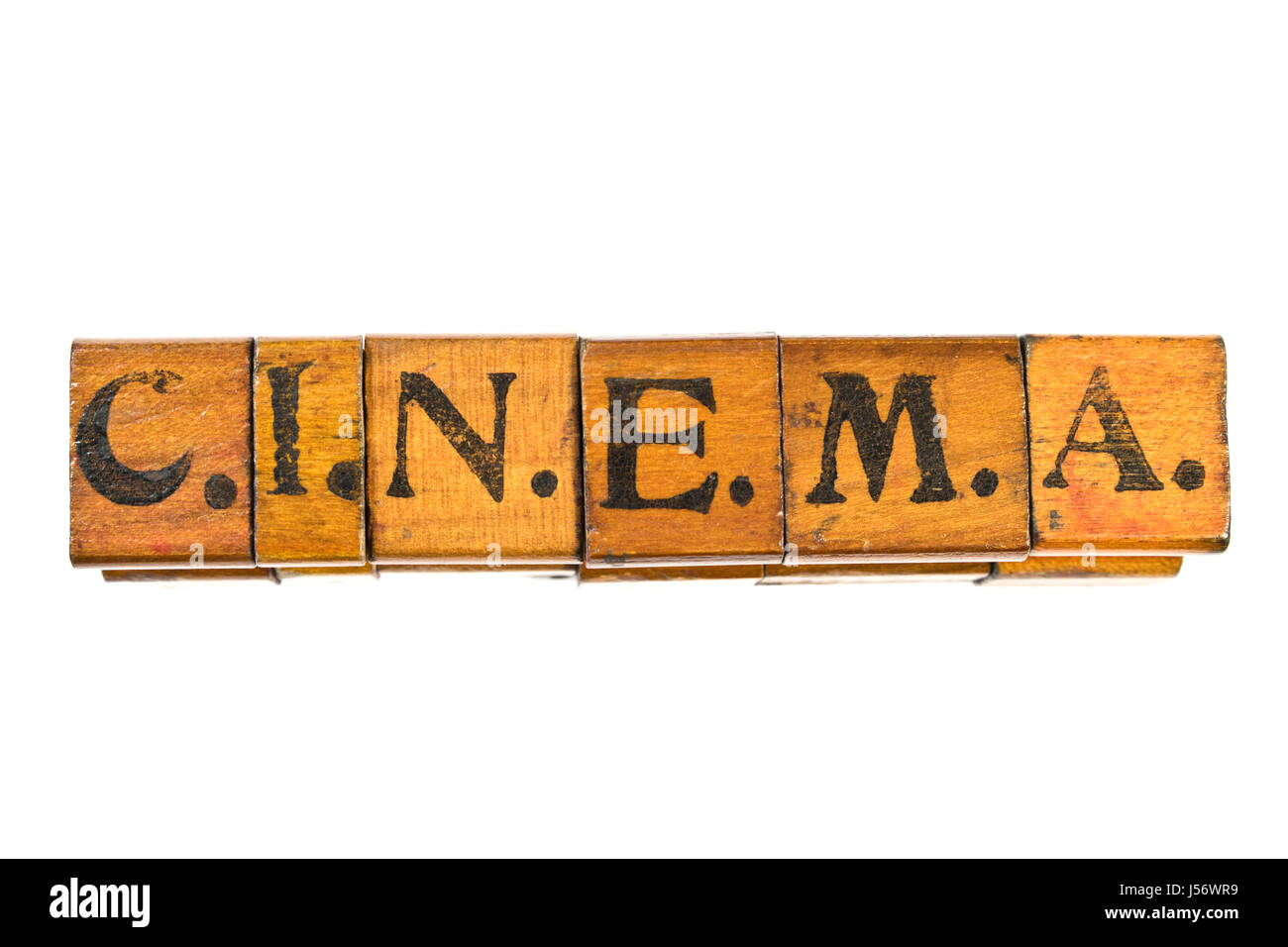 Vintage Cinema Alphabet Font Wooden Block Prints Stock Photo - Alamy