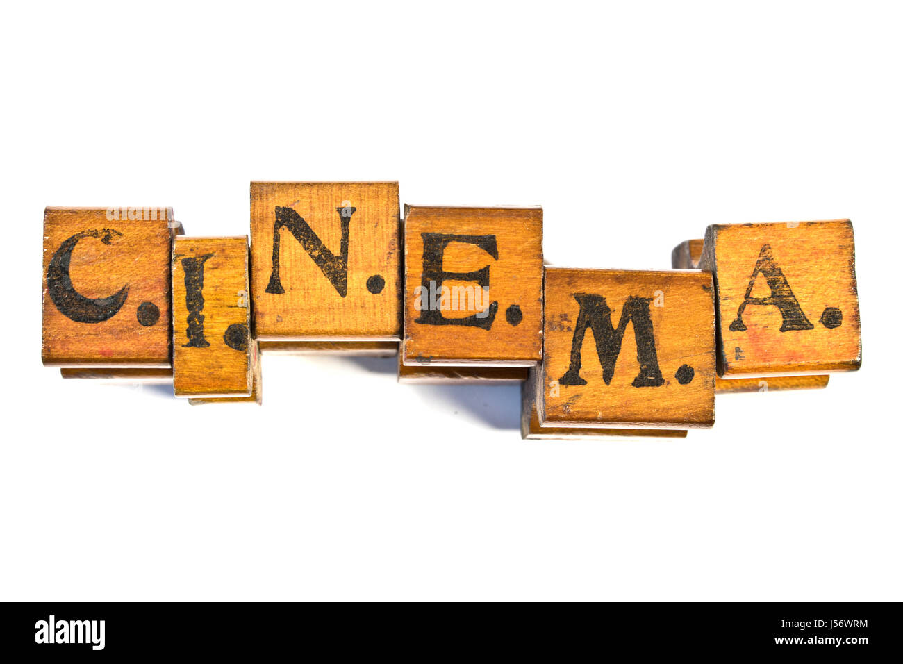 Vintage Cinema Alphabet Font Wooden Block Prints Stock Photo - Alamy