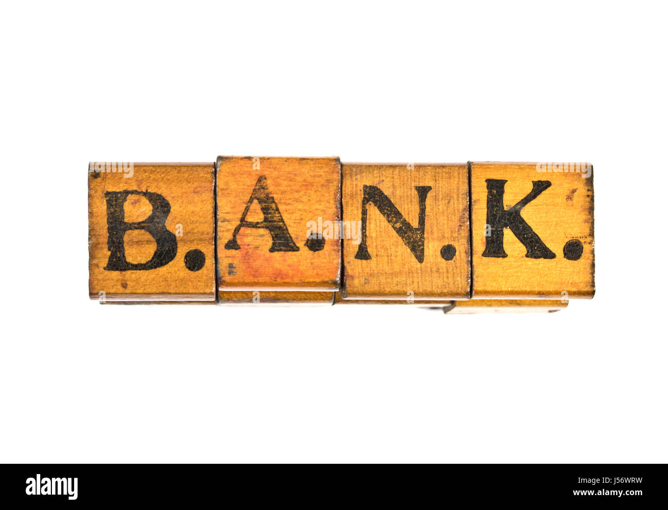 Vintage Bank Alphabet Font Wooden Block Prints Stock Photo - Alamy