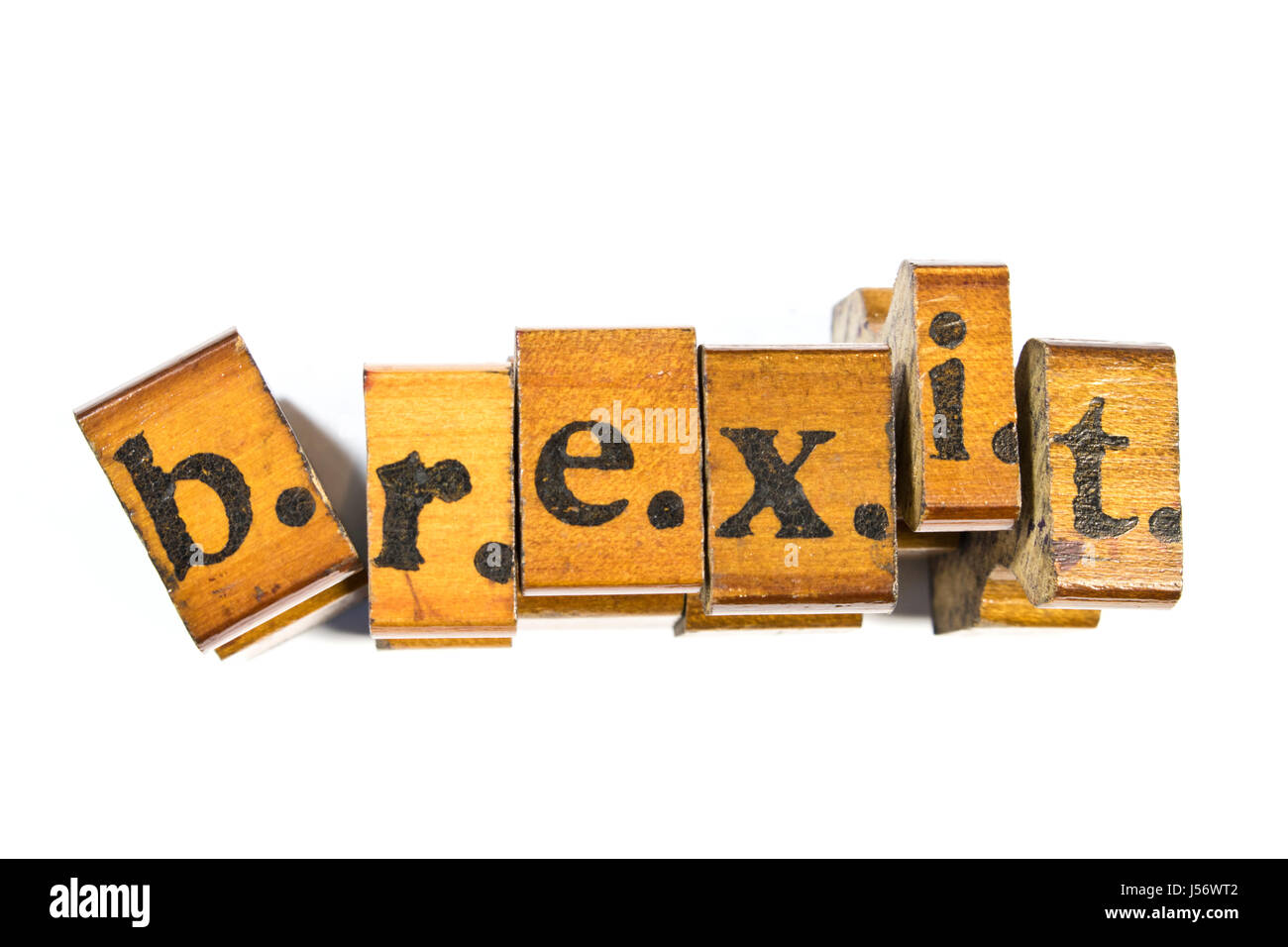 Vintage Brexit Alphabet Font Wooden Block Prints Stock Photo - Alamy