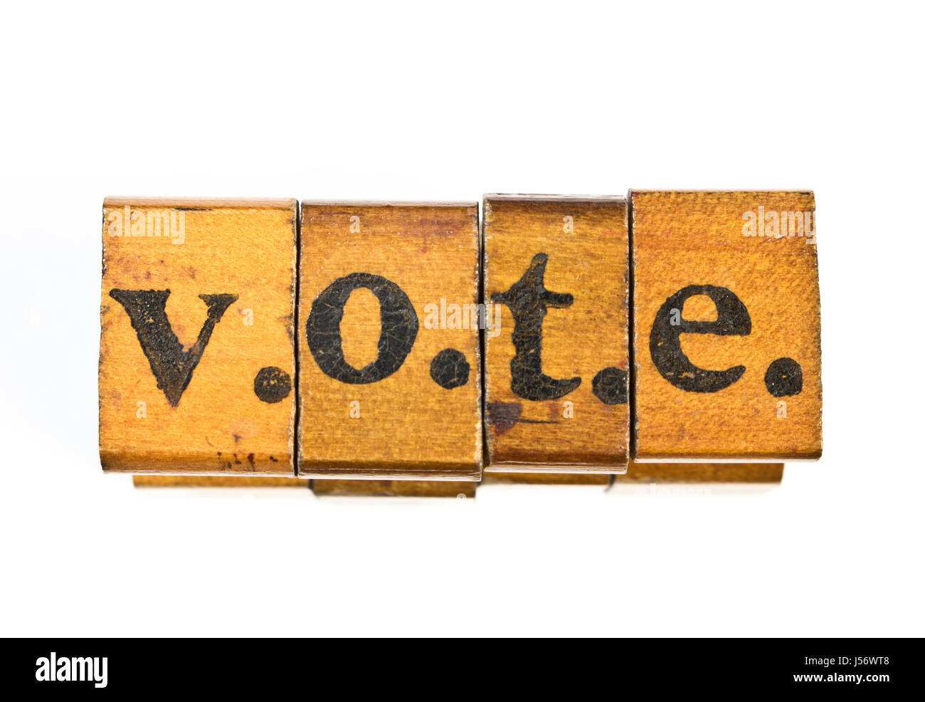 Vintage Vote Alphabet Font Wooden Block Prints Stock Photo - Alamy