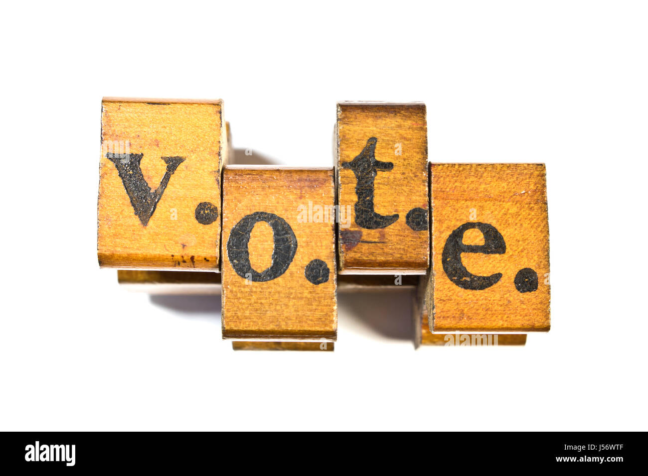 Vintage Vote Alphabet Font Wooden Block Prints Stock Photo - Alamy