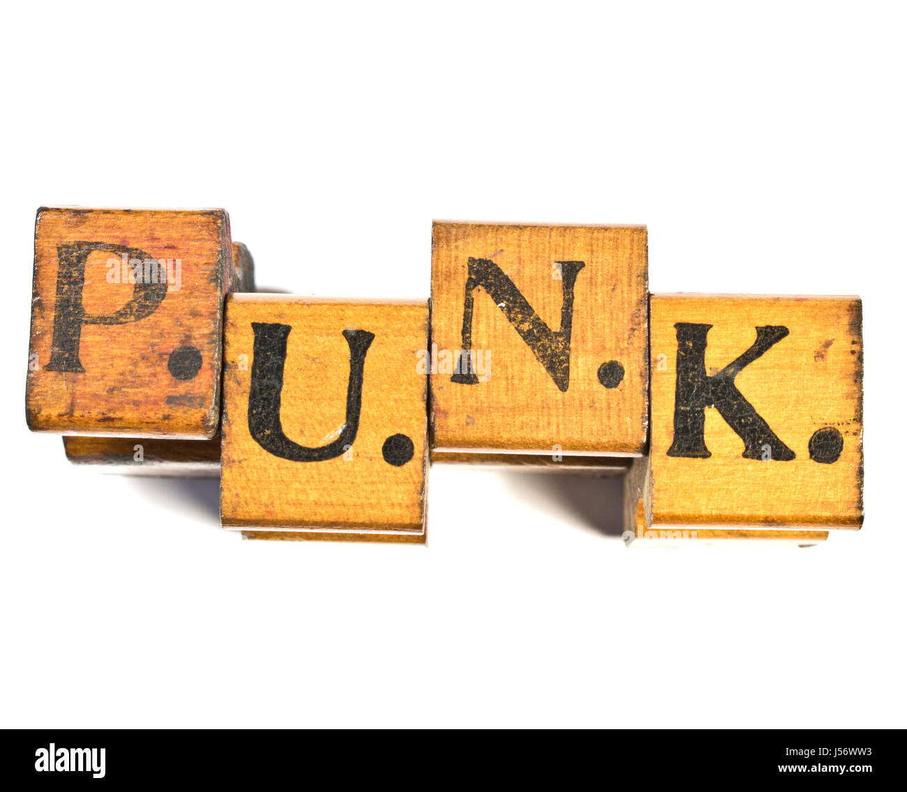 Vintage Punk Alphabet Font Wooden Block Prints Stock Photo - Alamy