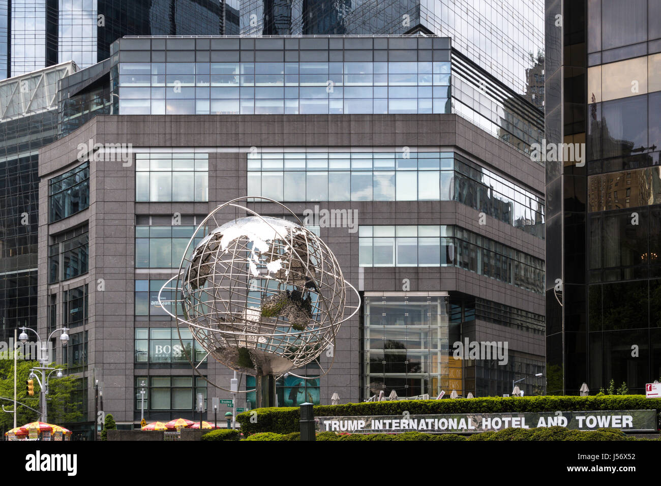 Metal Globe Sculpture, Columbus Circle, NYC, USA Stock Photo - Alamy