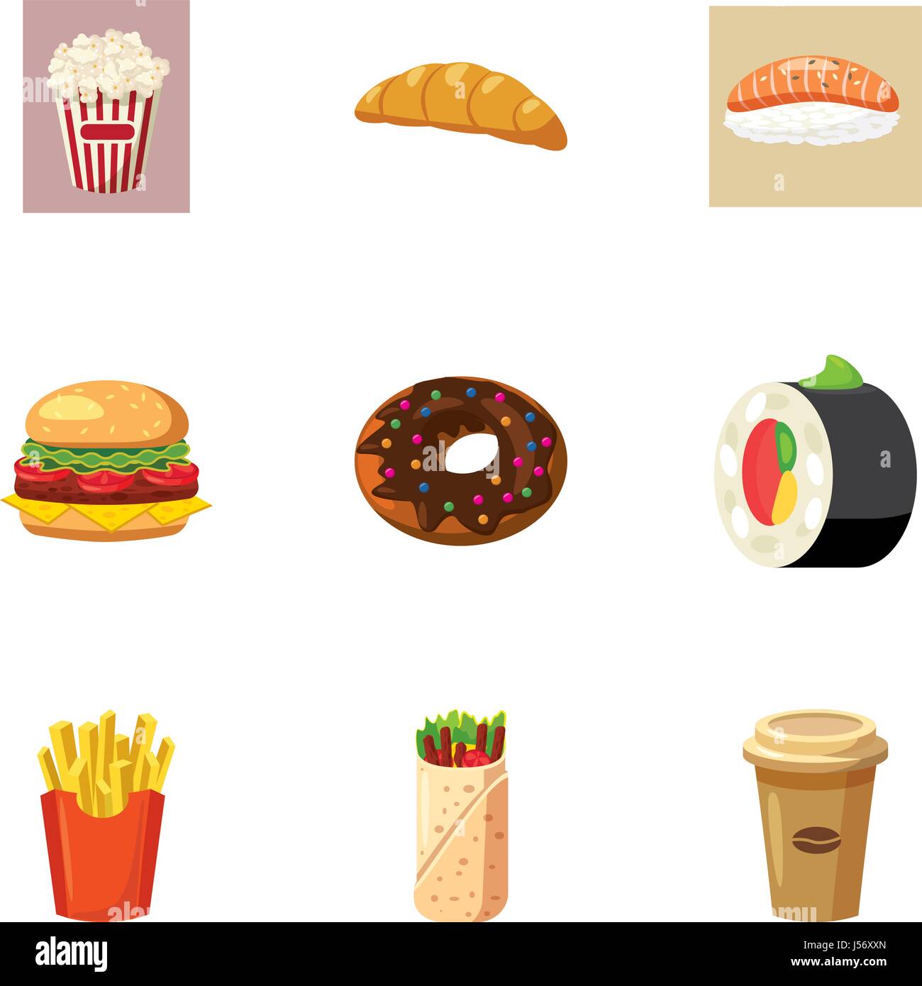 Quick snack icons set, cartoon style Stock Vector Image & Art - Alamy