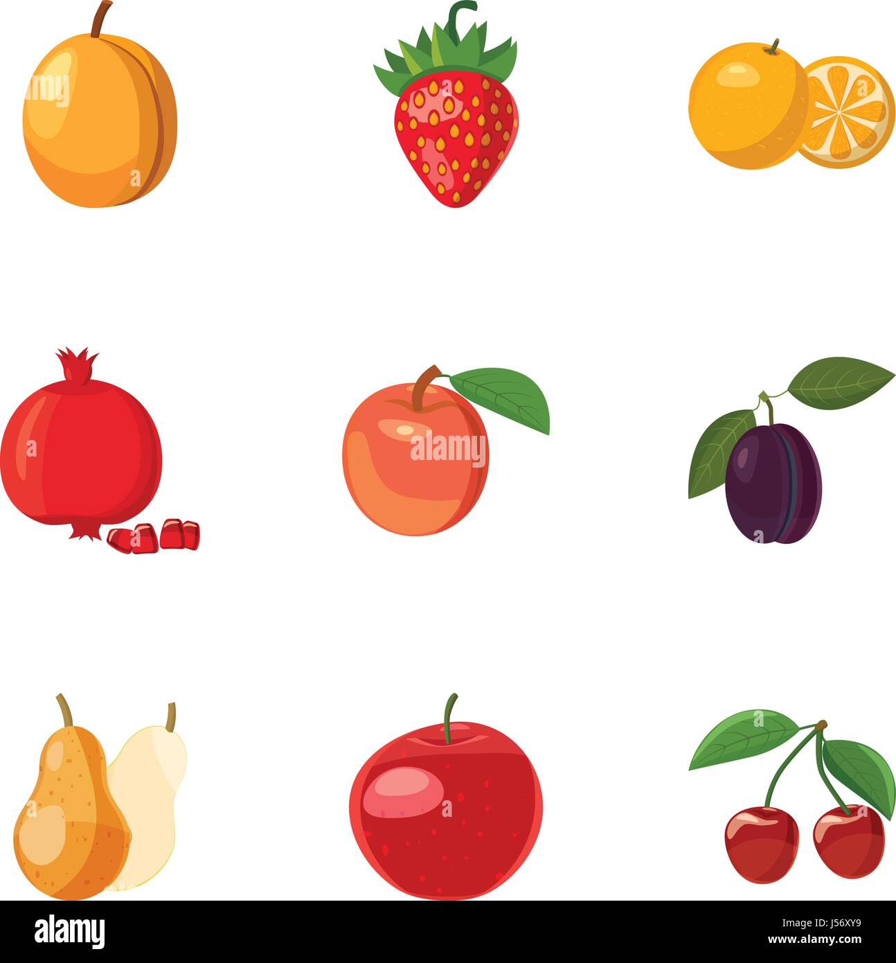 Fresh fruit icons set, cartoon style Stock Vector Image & Art - Alamy