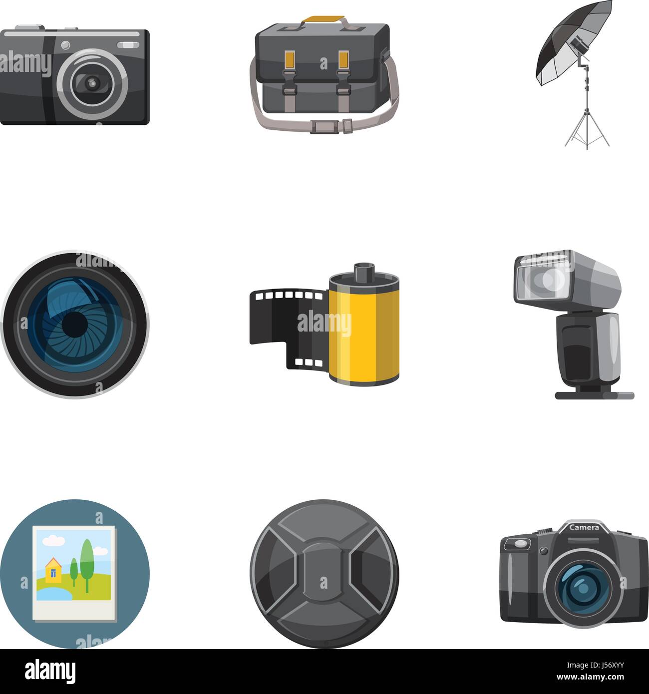Photographic icons set, cartoon style Stock Vector Image & Art - Alamy