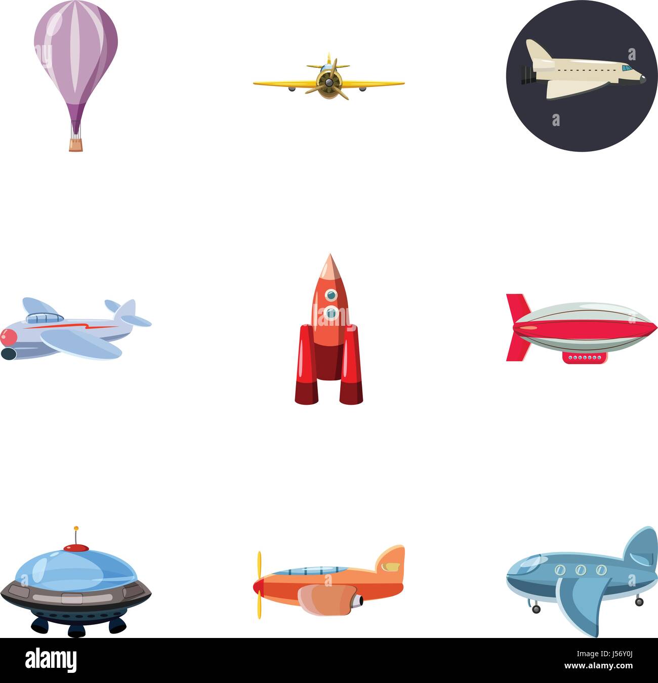 Flying machine icons set, cartoon style Stock Vector Image & Art - Alamy