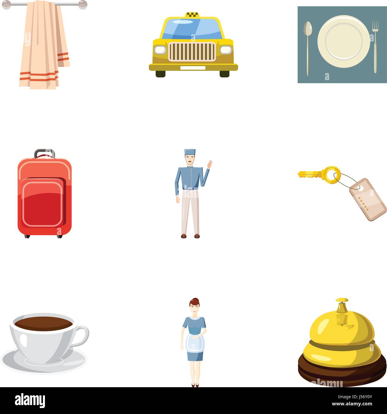 Hotel accommodation icons set, cartoon style Stock Vector Image & Art ...