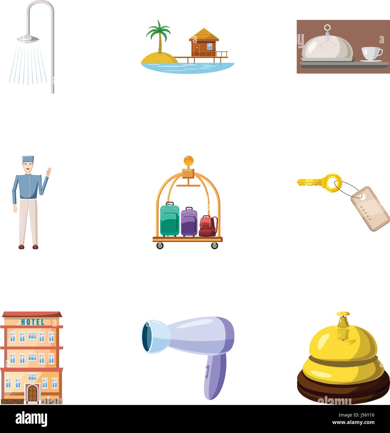 Hostel accommodation icons set, cartoon style Stock Vector Image & Art ...