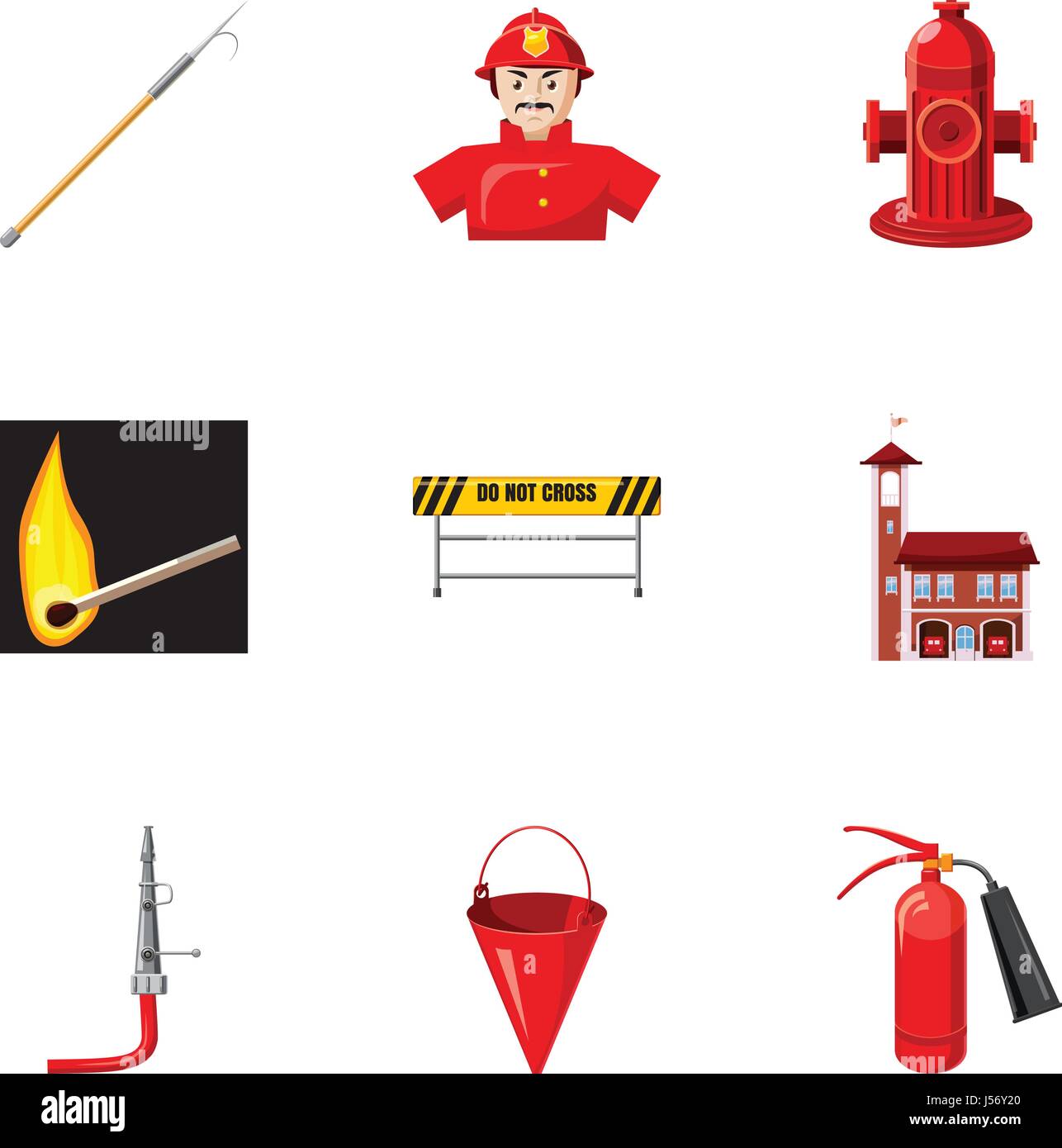 Firefighter icons set, cartoon style Stock Vector Image & Art - Alamy