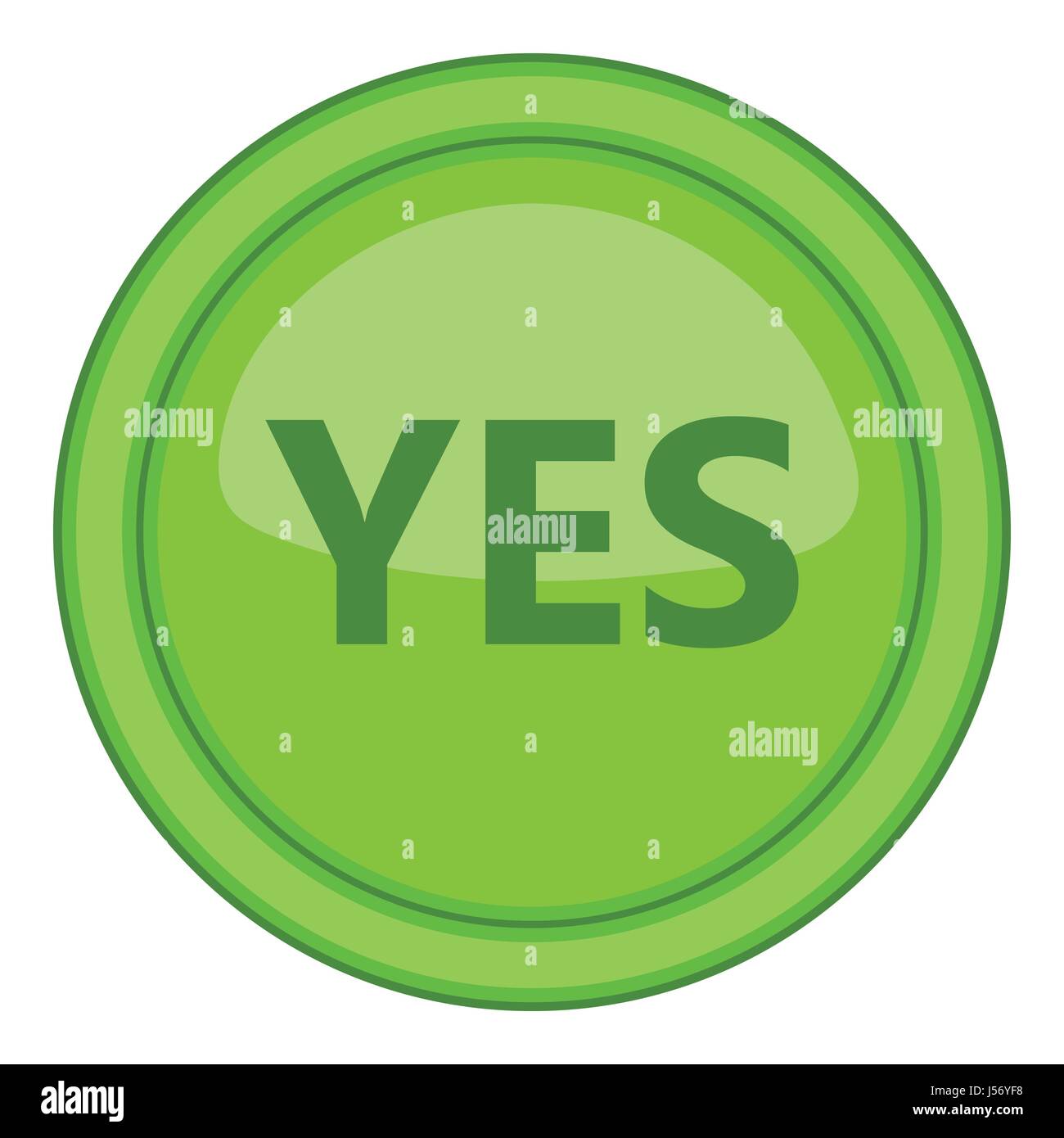 Yes green circle button icon, cartoon style Stock Vector Image & Art ...