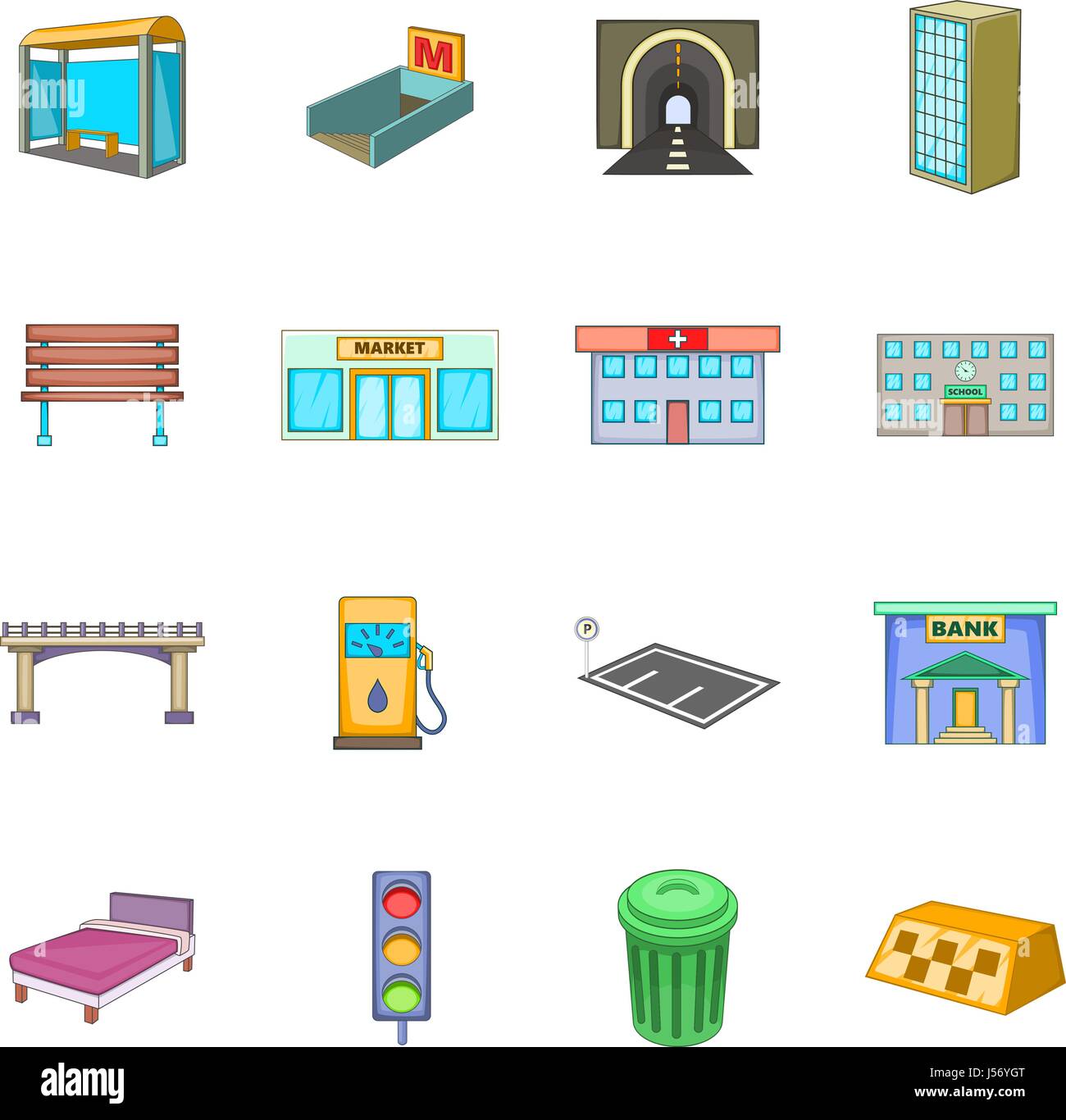 City infrastructure icons set, cartoon style Stock Vector Image & Art ...