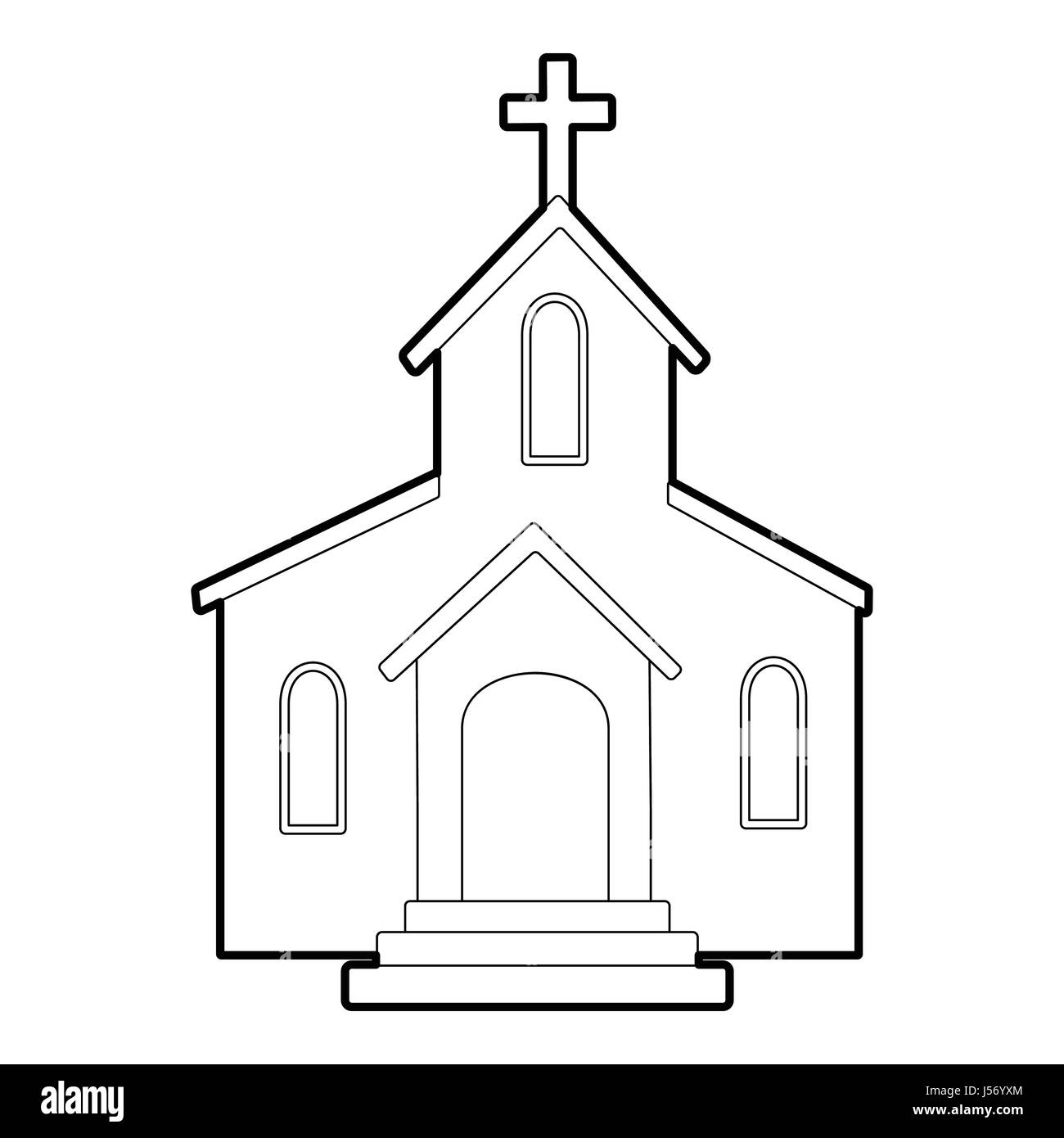 Church color line icon Black and White Stock Photos & Images - Alamy