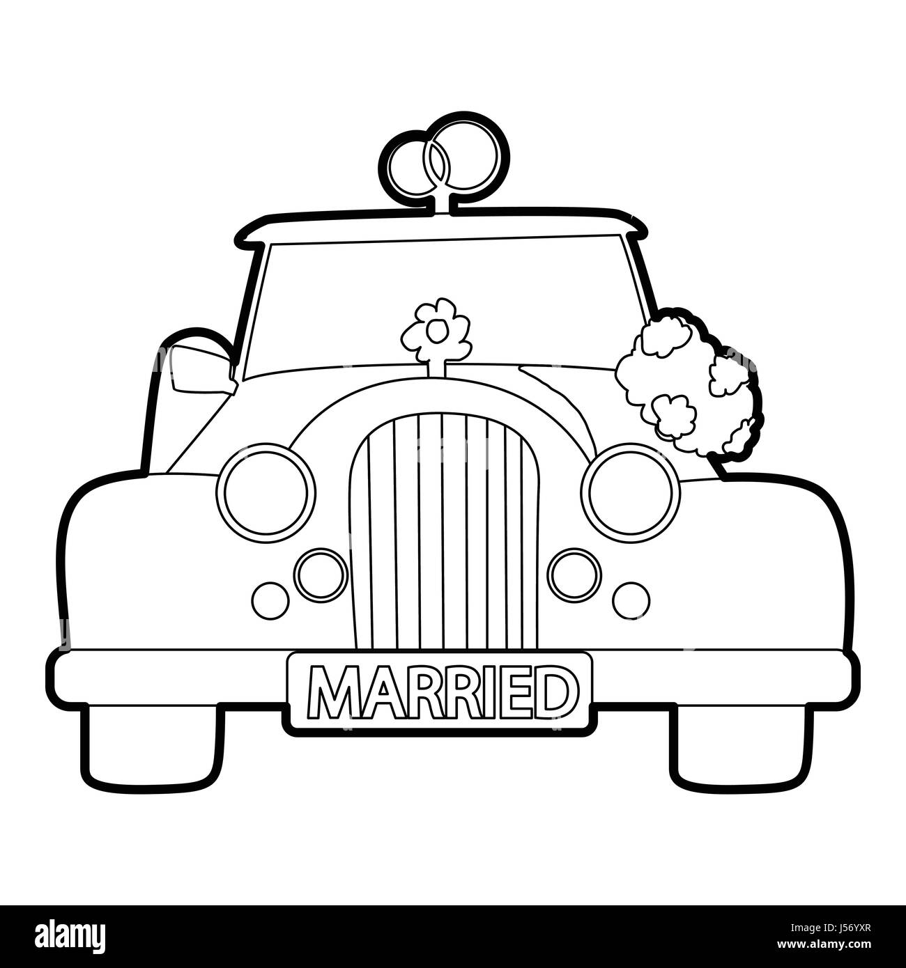 Wedding car decorated Stock Vector Images - Alamy