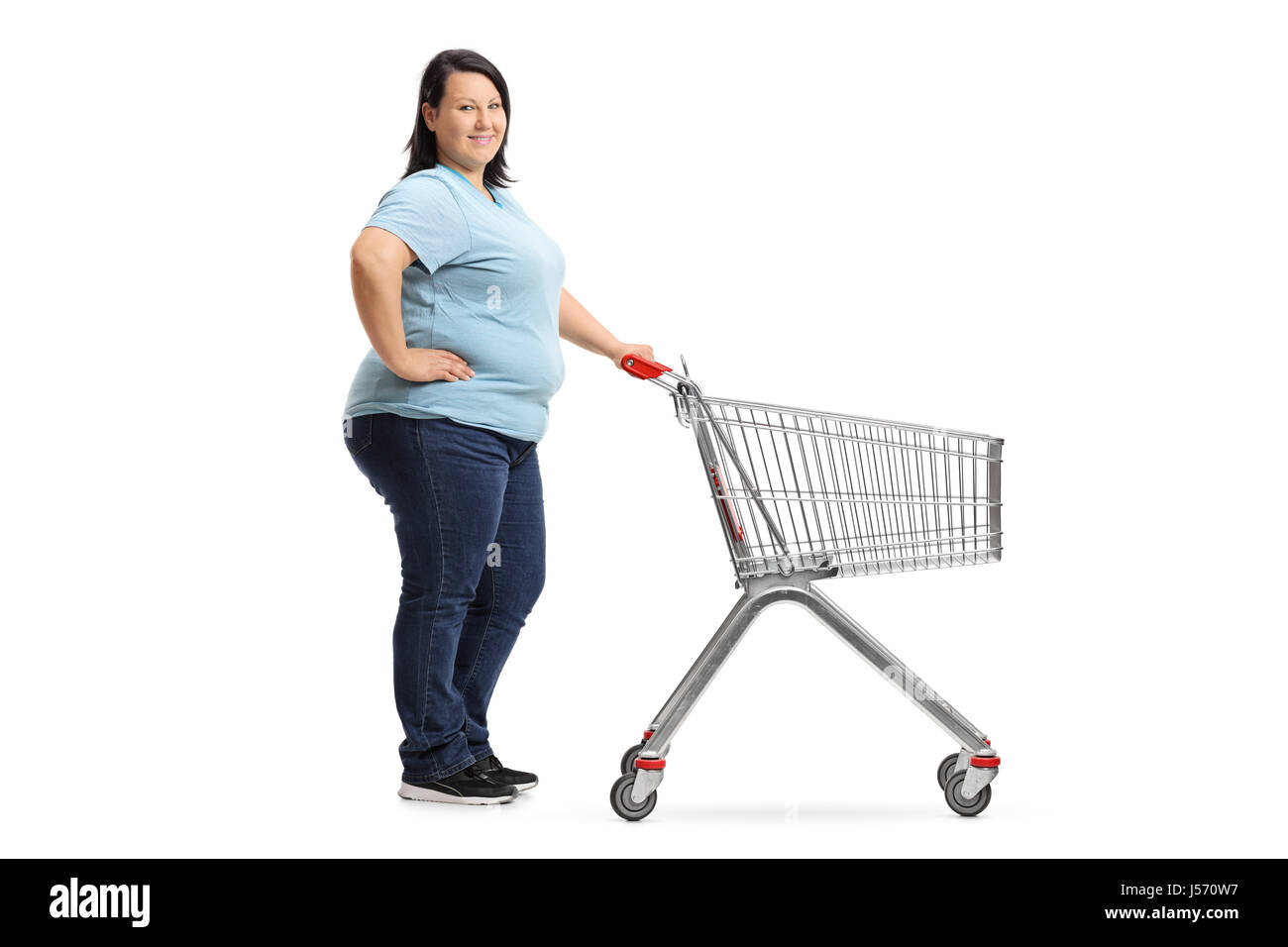Overweight woman shopping trolley in High Resolution Stock Photography ...