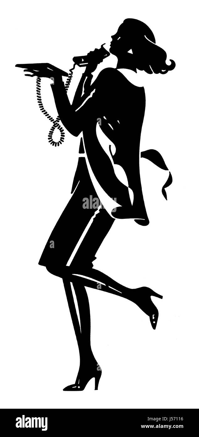 Silhouette Woman Phone Cut Out Stock Images & Pictures - Alamy