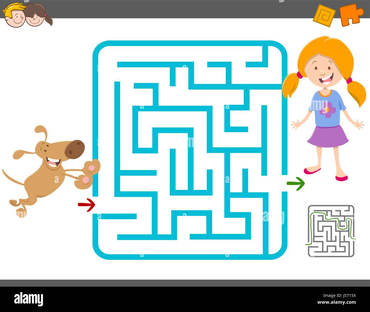 Cartoon illustration education maze labyrinth hi-res stock photography ...