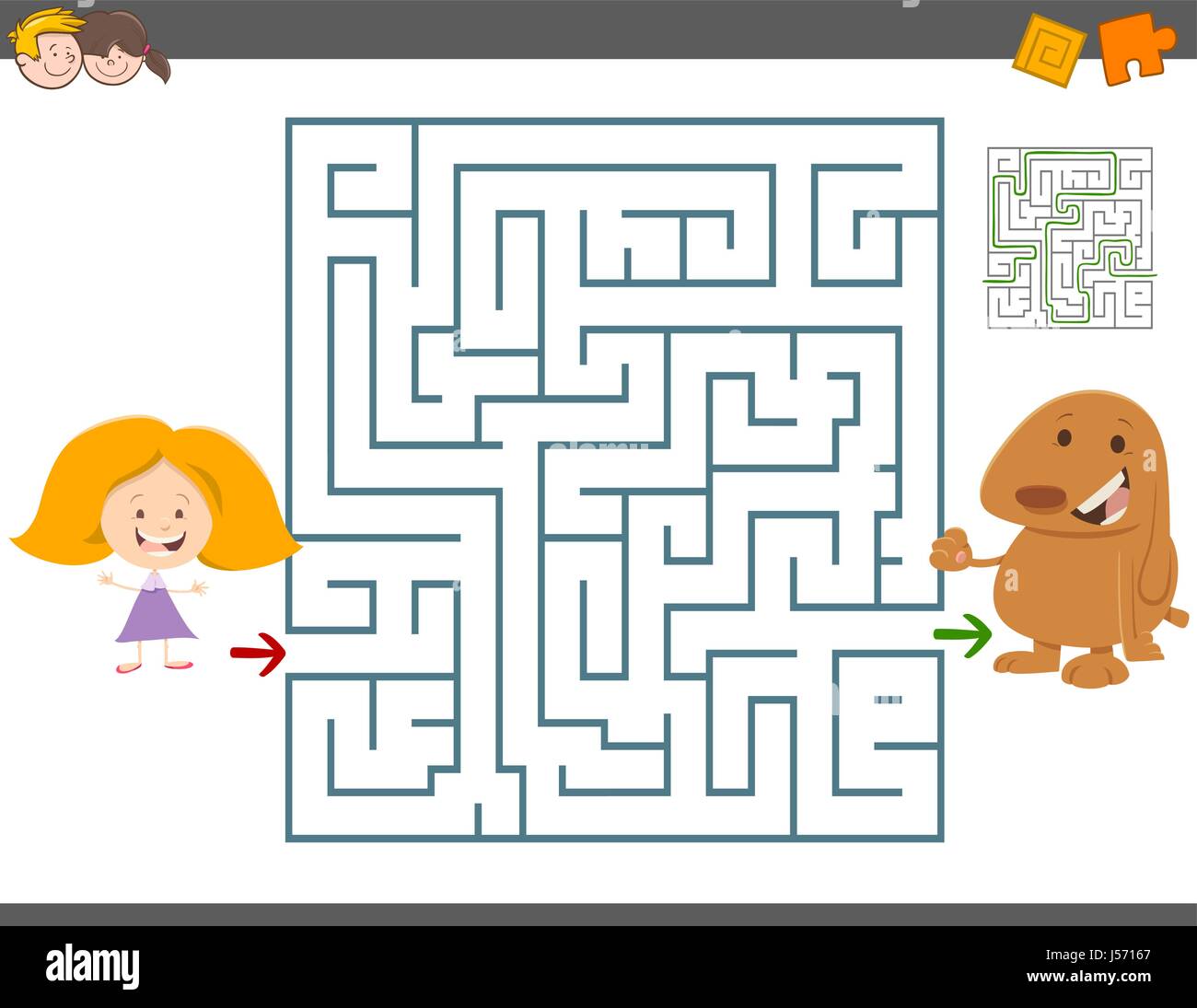 Cartoon Illustration of Education Maze or Labyrinth Leisure Activity ...
