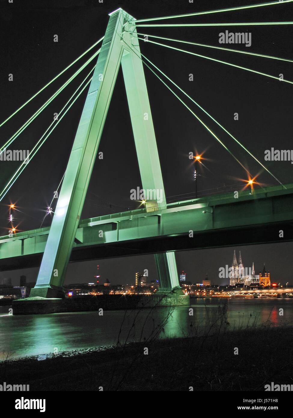 cologne,rhine,night photograph,bridges,st severin,sevierinsvirtel Stock ...